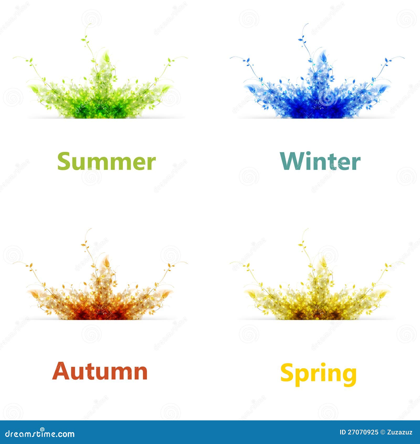 Set Of Four Color Season Card Stock Vector - Illustration of colorful ...