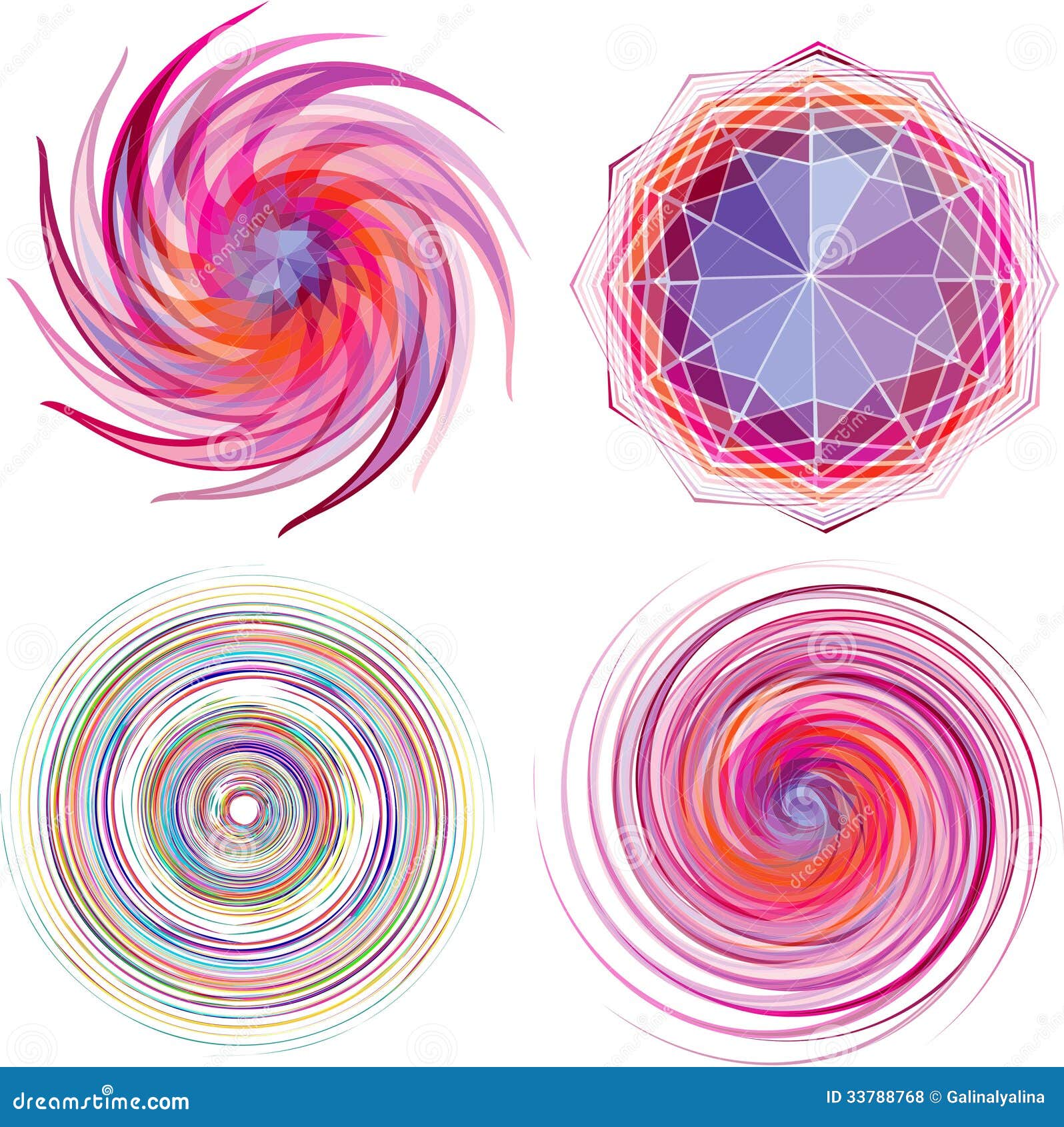 Set of Four Color Spiral Vector. Stock Vector - Illustration of ...