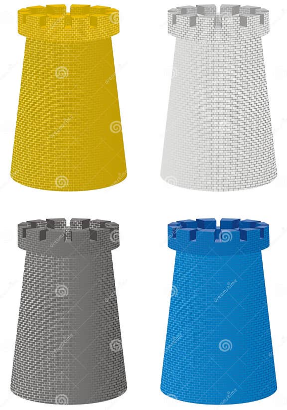Set of four color towers stock vector. Illustration of strong - 20493334