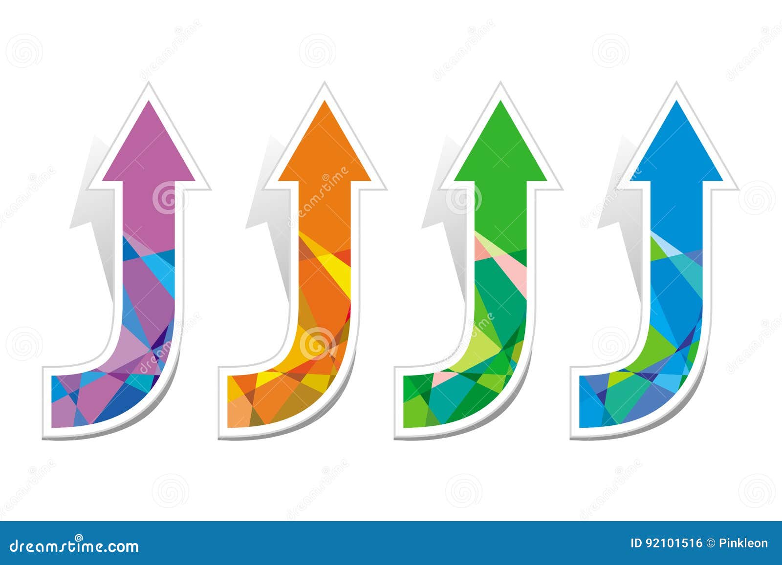 Set of four colored arrows stock illustration. Illustration of polygon ...