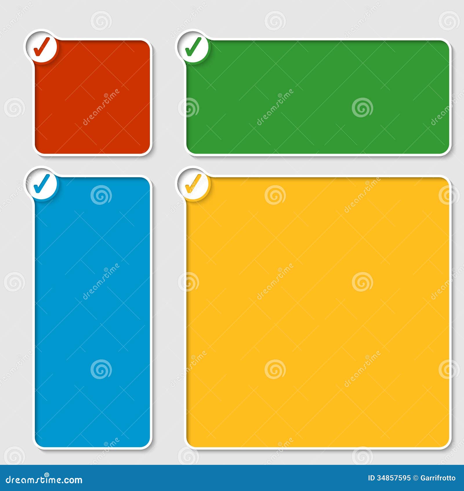 Set of four colored box stock vector. Illustration of shadow - 34857595