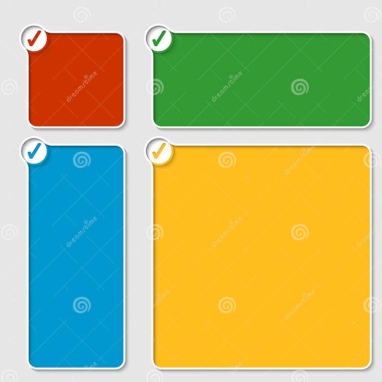 Set of four colored box stock vector. Illustration of shadow - 34857595