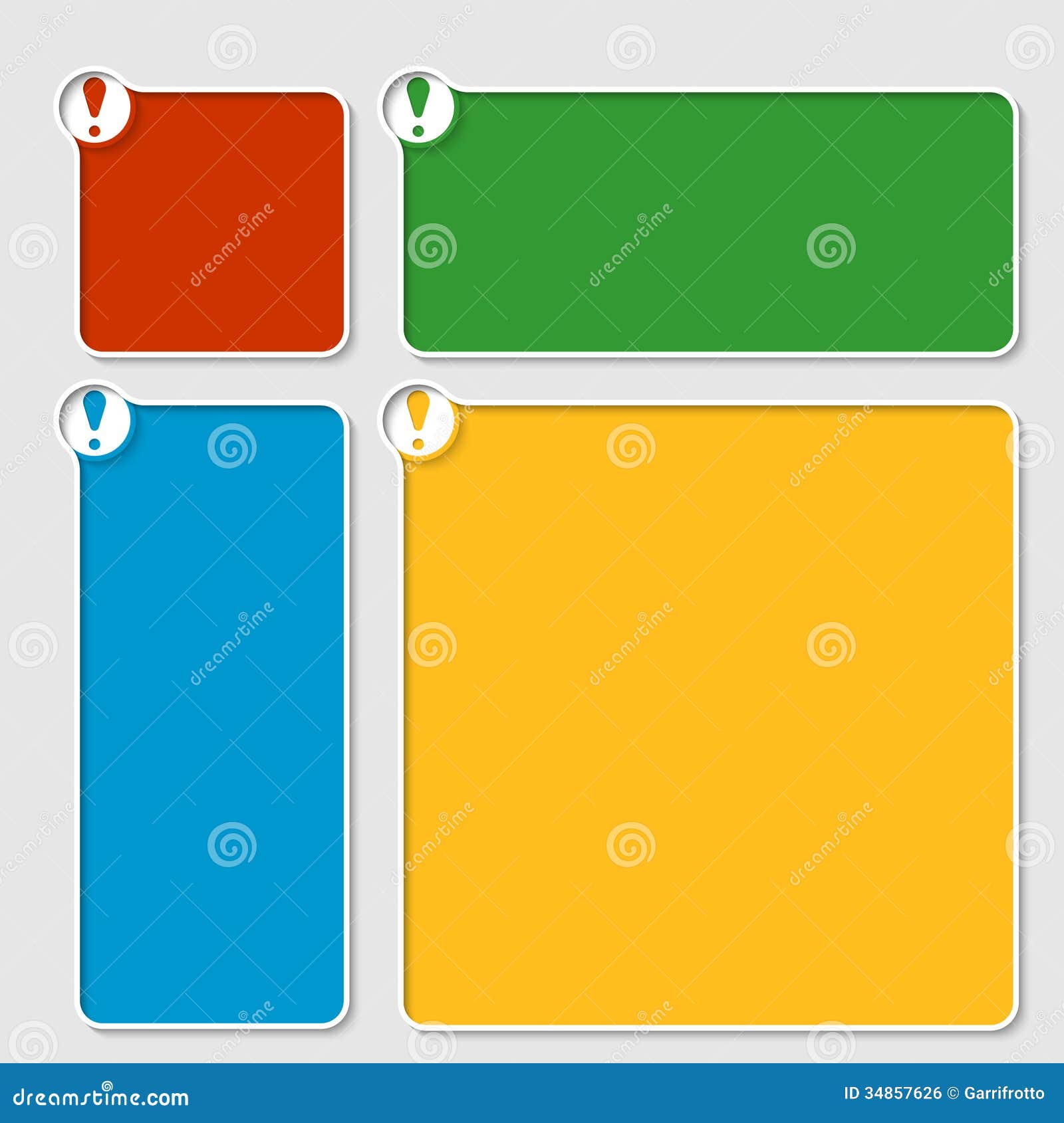 Set of four colored box stock vector. Illustration of empty - 34857626