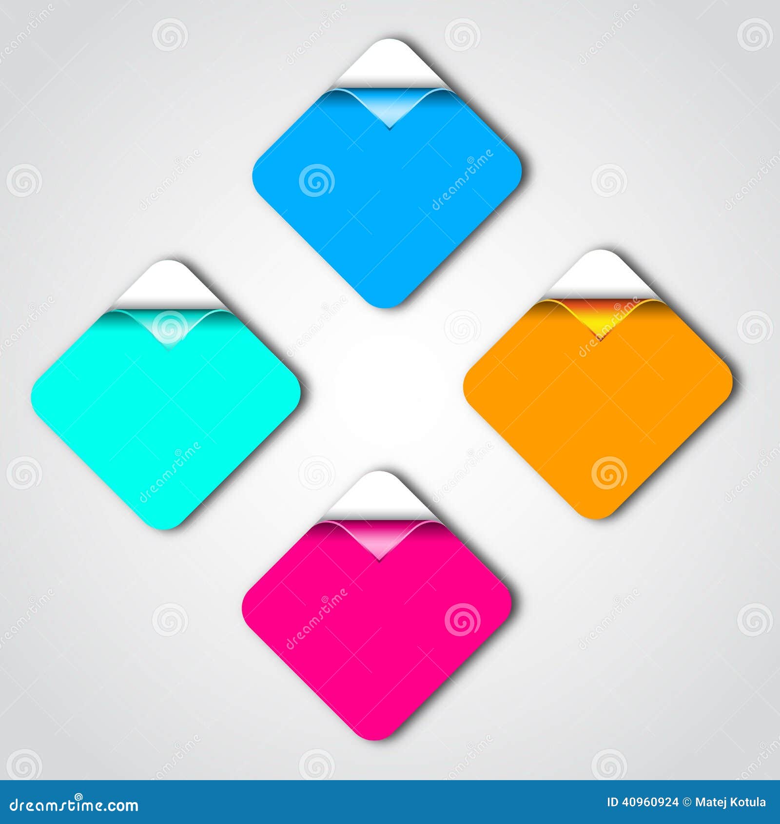 Set of Four Colored Stickers with Curled Corners Stock Illustration ...