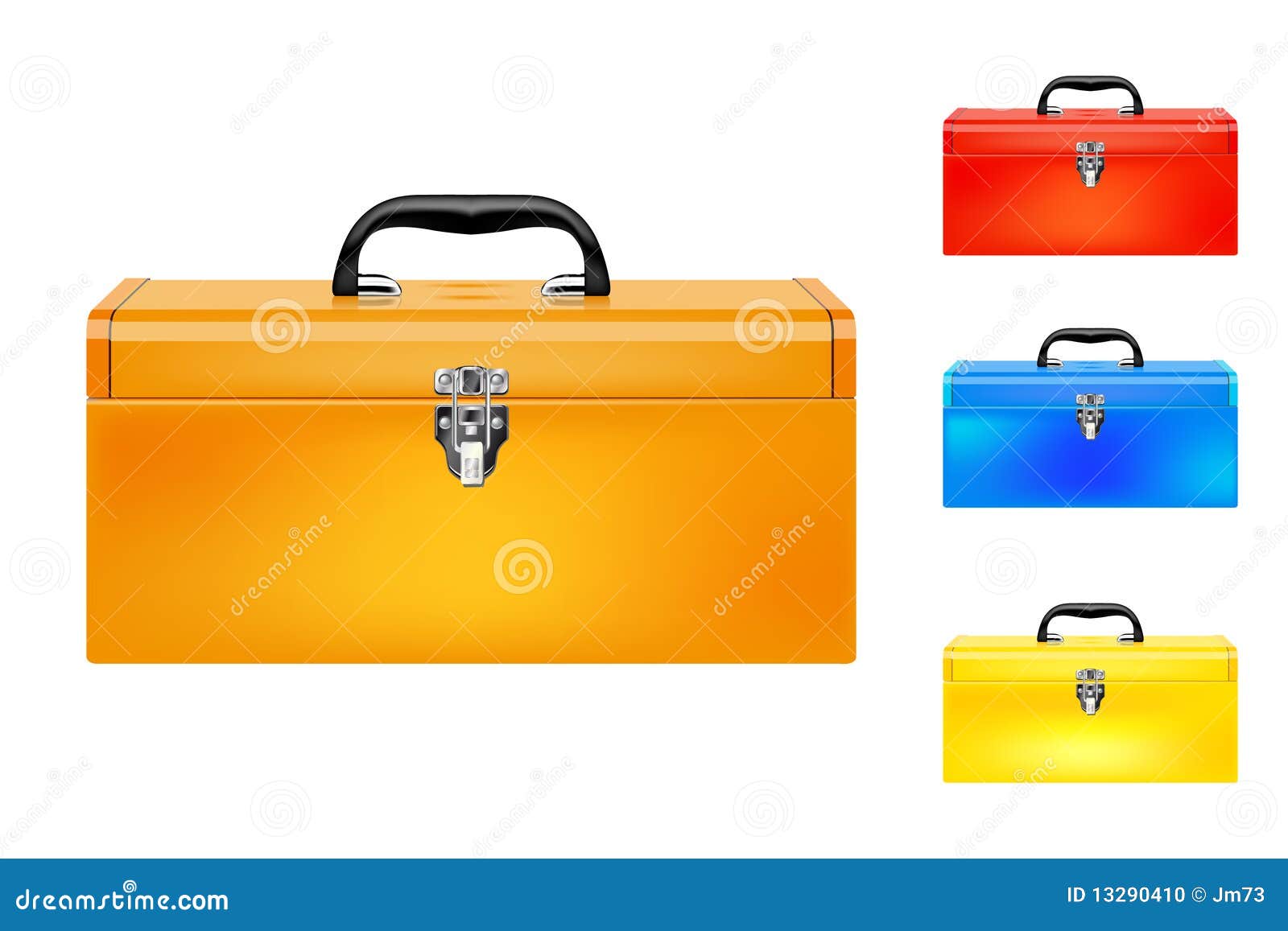 Set of Four Colored Toolboxes Stock Vector - Illustration of assembly ...