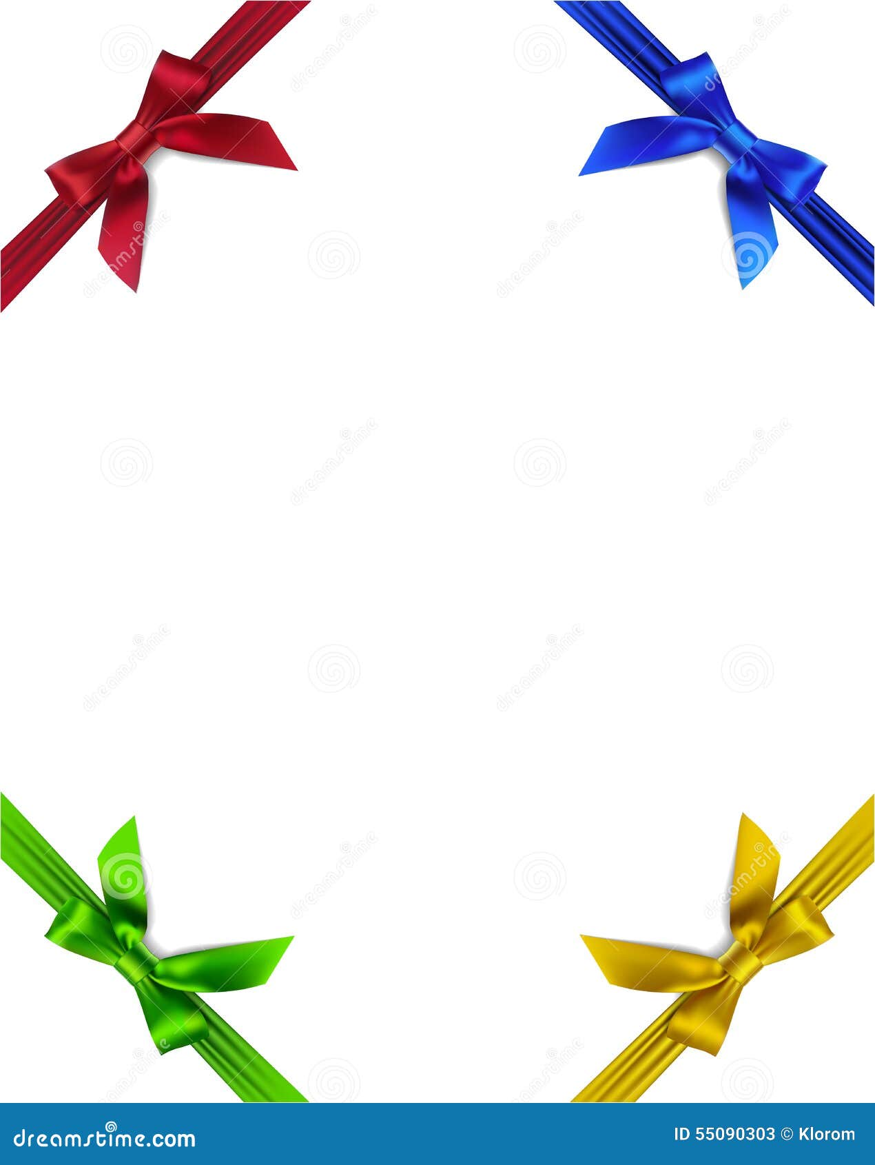 Set of Four Colorful Bows on the Corner with Frame Stock Vector ...