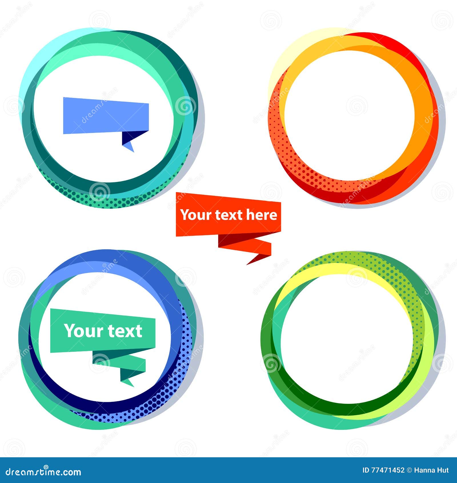 Set of Four Colorful Circle Frames with White Copy Space. Stock Vector ...