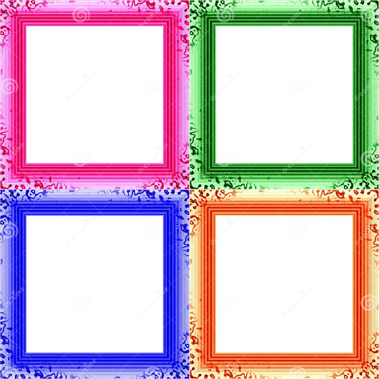 Set of Four Colorful Decorative Clear Photo Frames Stock Illustration ...
