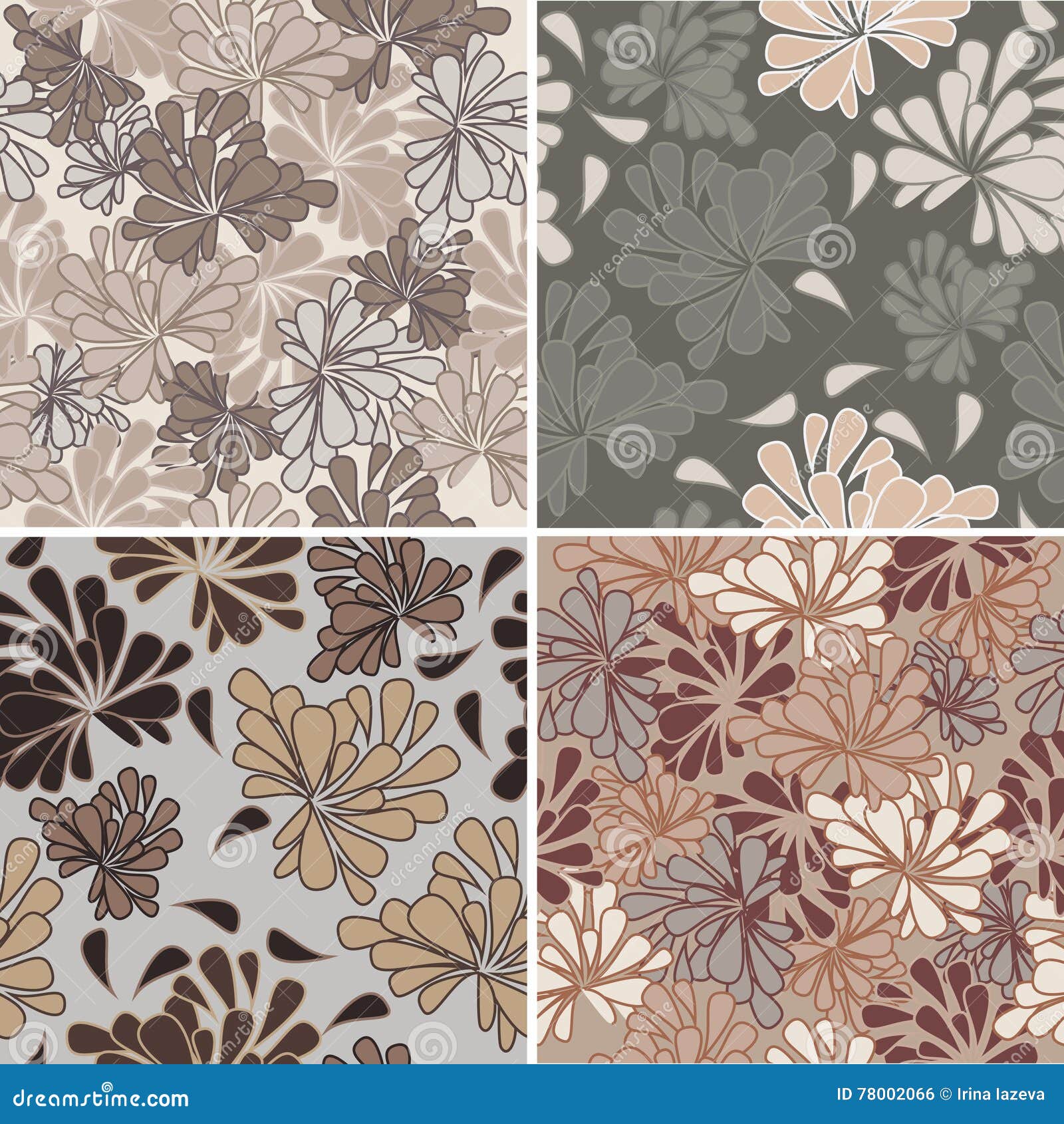 Set of Four Colorful Floral Patterns Stock Vector - Illustration of ...