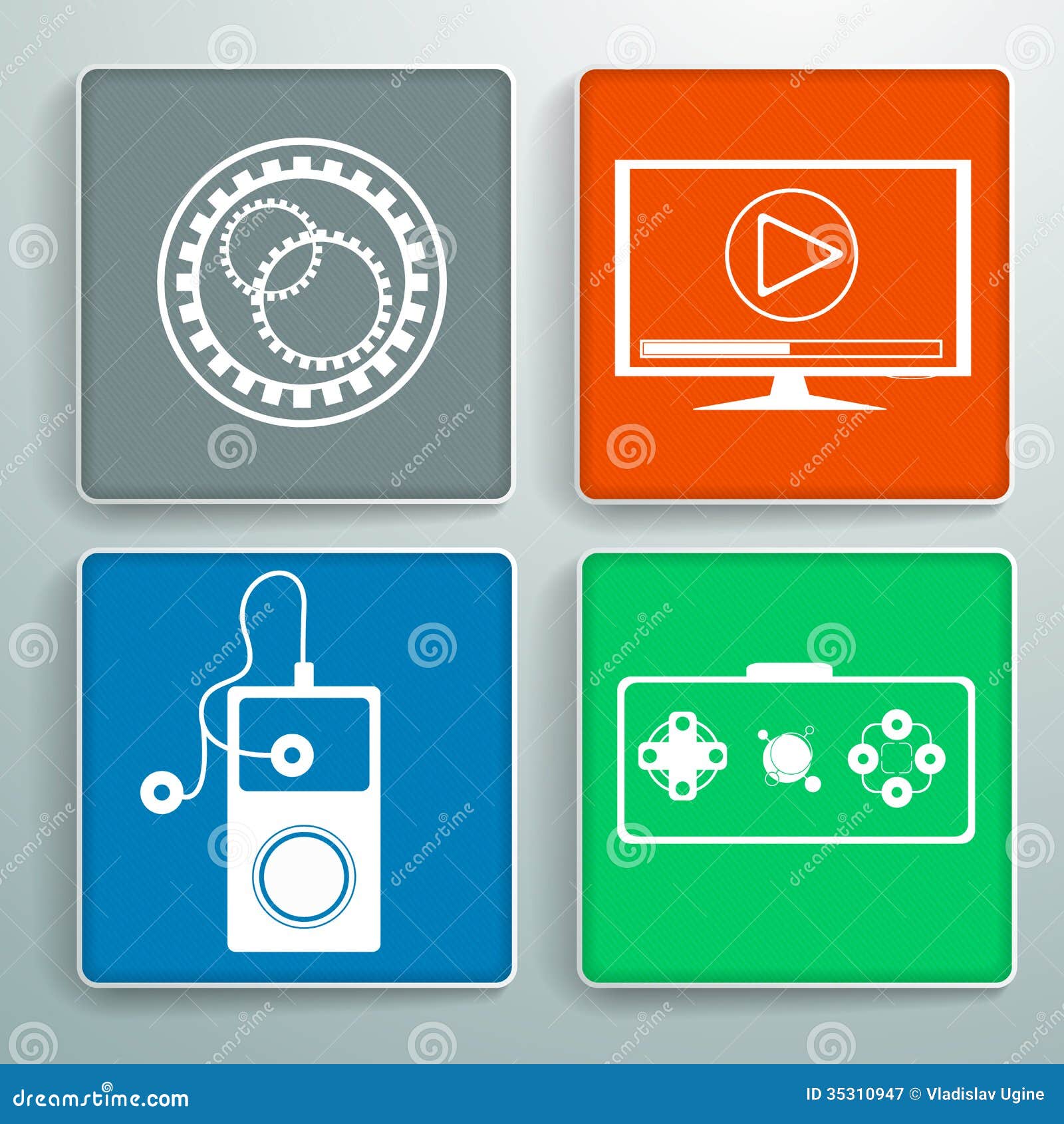 Set of Four Colorful Icons with Texture for Websit Stock Vector ...
