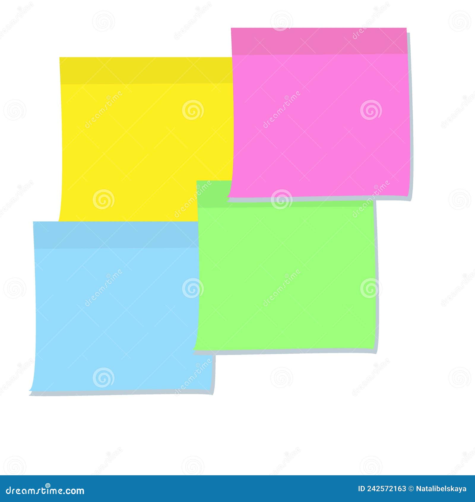 A Set of Four Colorful Note Paper Stickers. Colored Templates for Notes ...