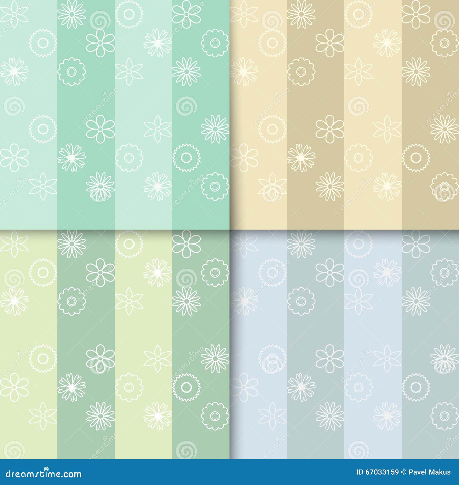 Set of Four Colorful Patterns Stock Vector - Illustration of blossom ...
