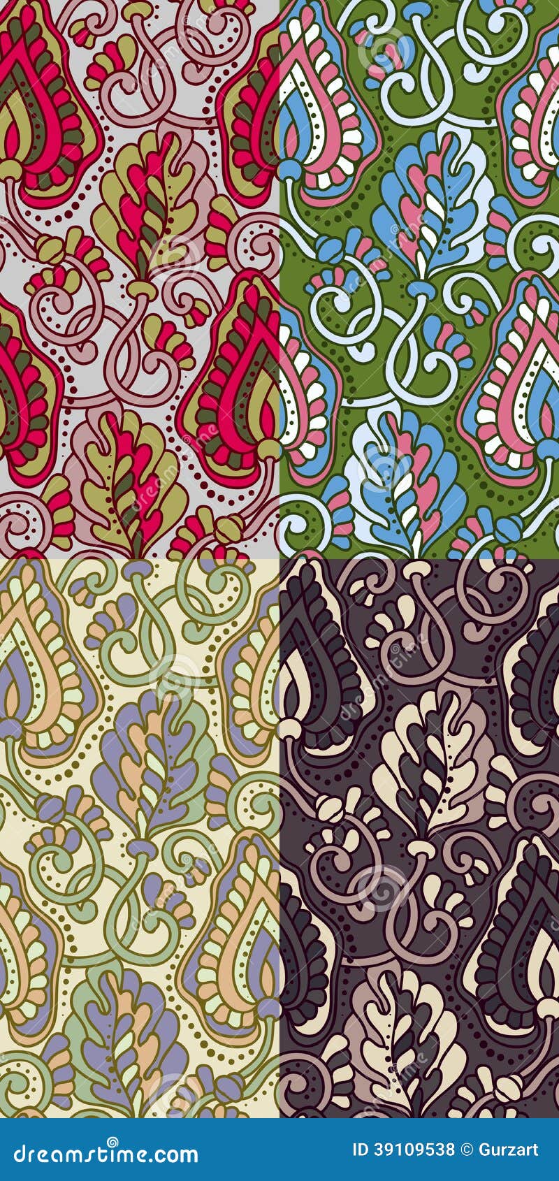 Set of Four Colorful Seamless Patterns. EPS-8. Stock Vector ...