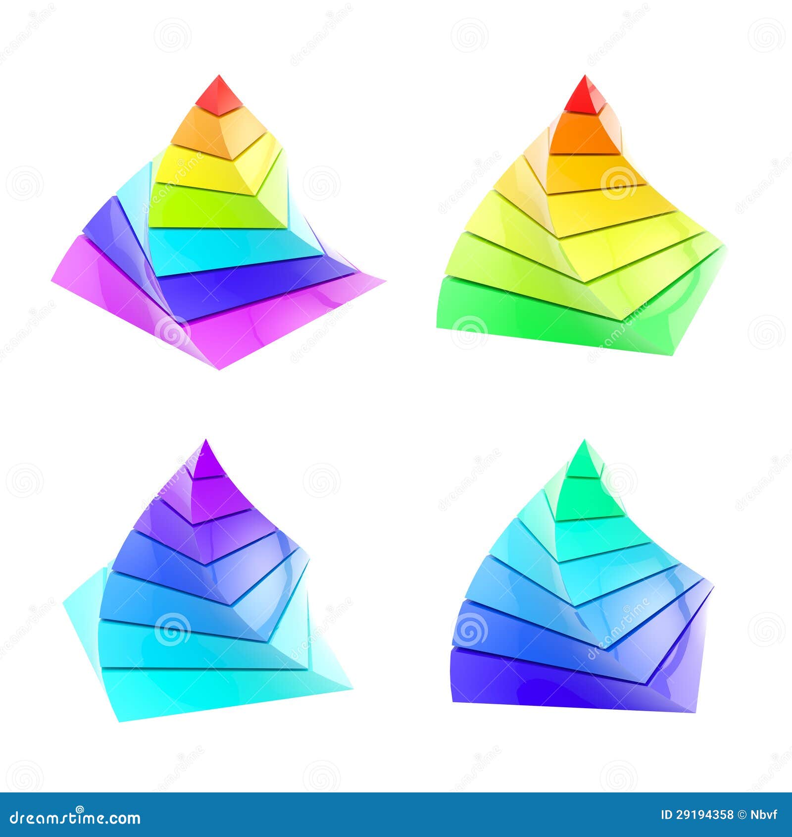 Set of Four Colorful Segmented Pyramid Isolated Stock Illustration ...