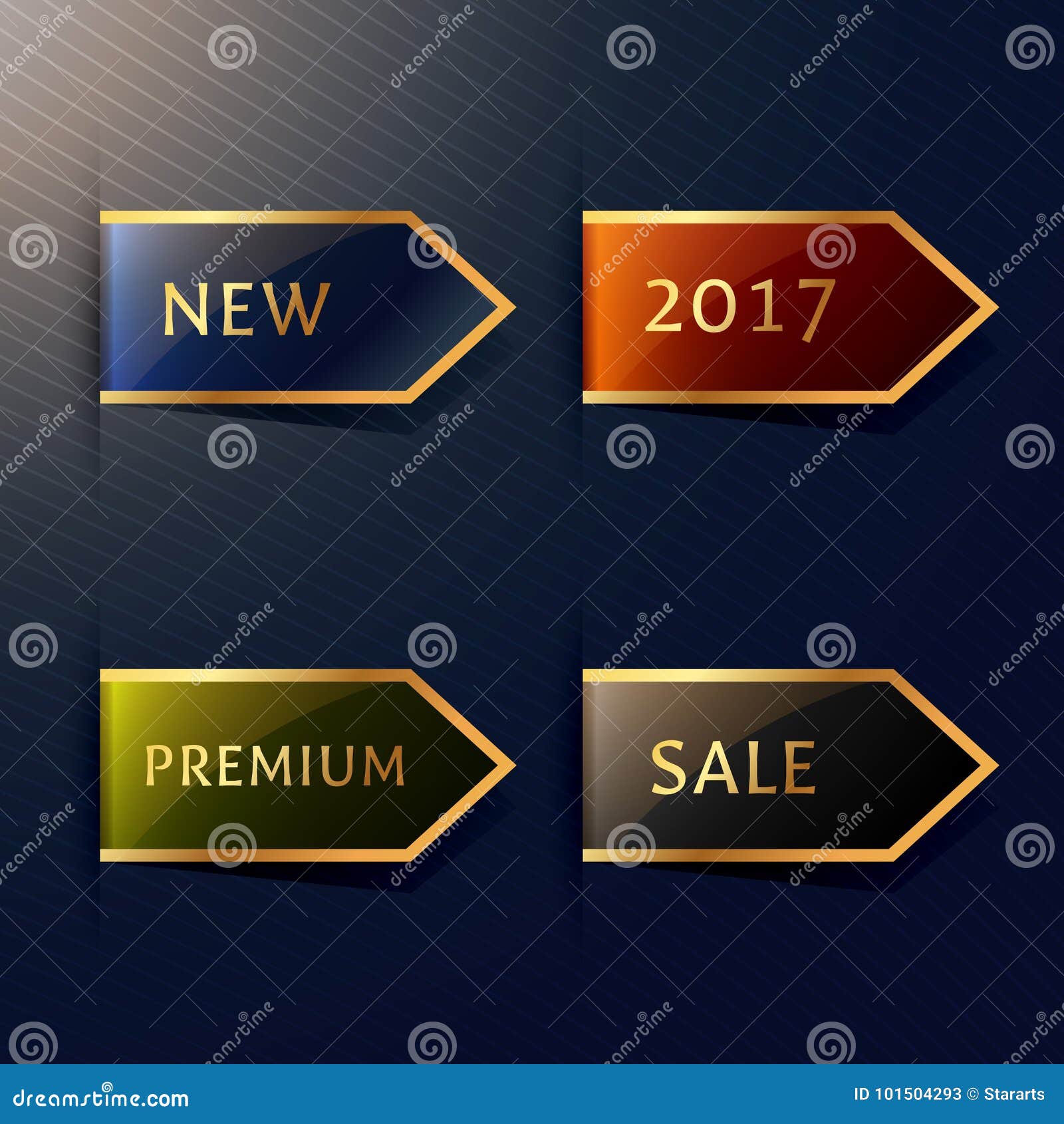 Set of Four Corner Tags in Golden Style Stock Vector - Illustration of ...