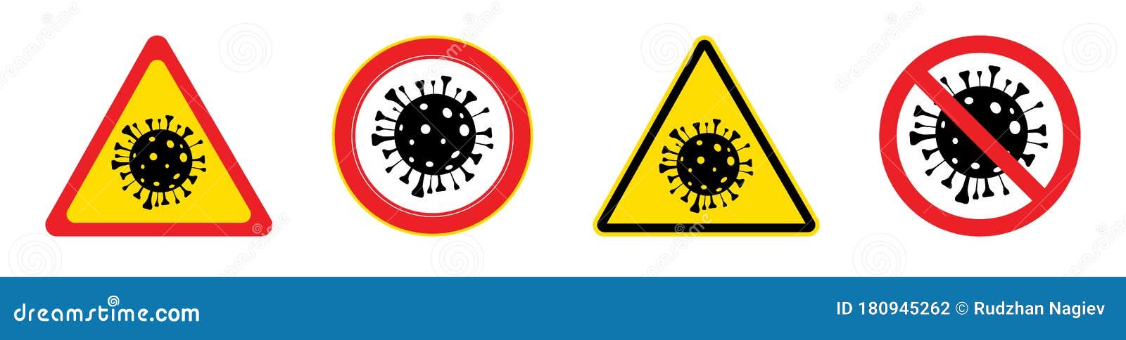 Set of Four Coronavirus Warning Signs Stock Vector - Illustration of ...