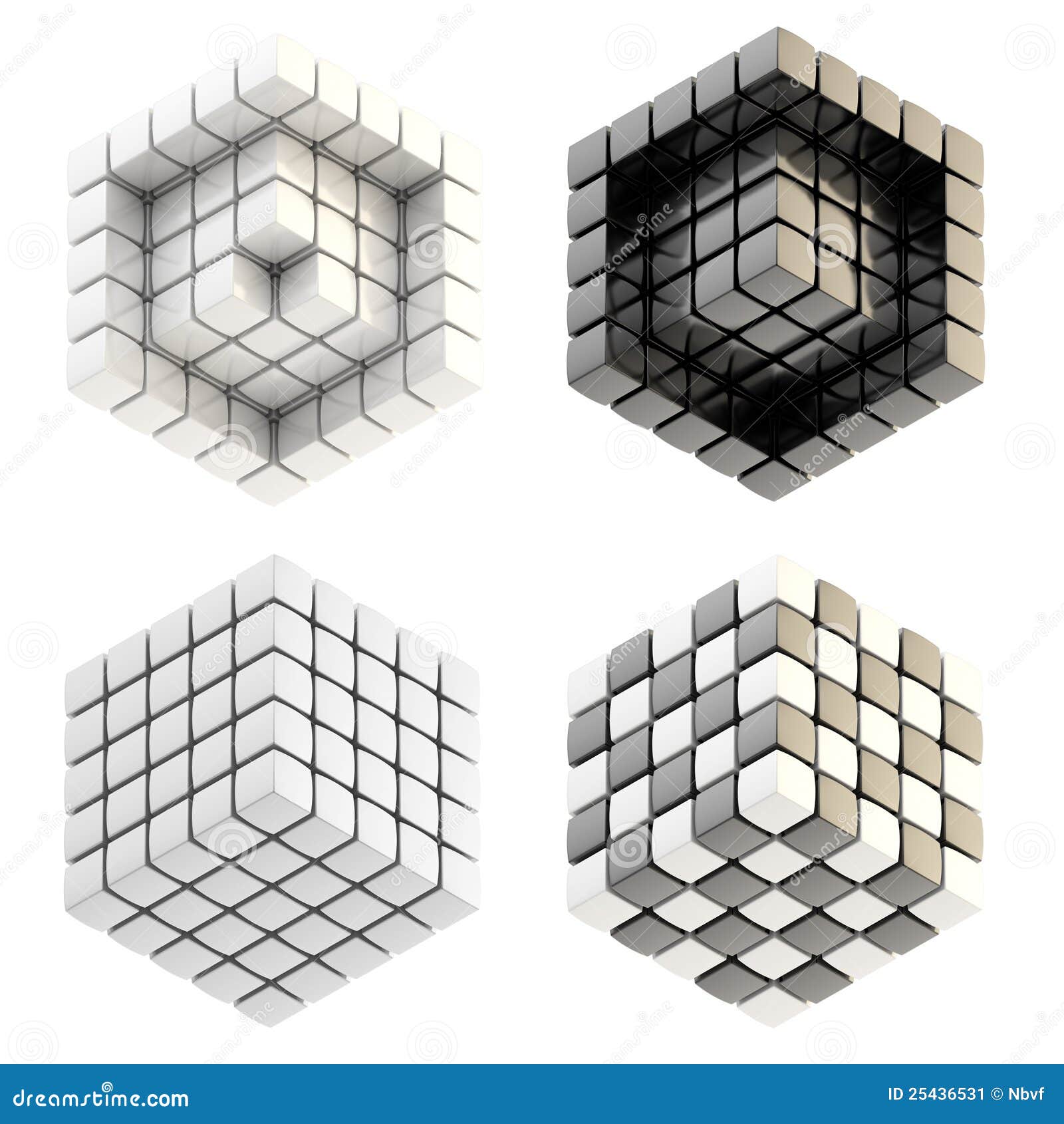 Set of Four Cube Compositions Isolated Stock Illustration ...