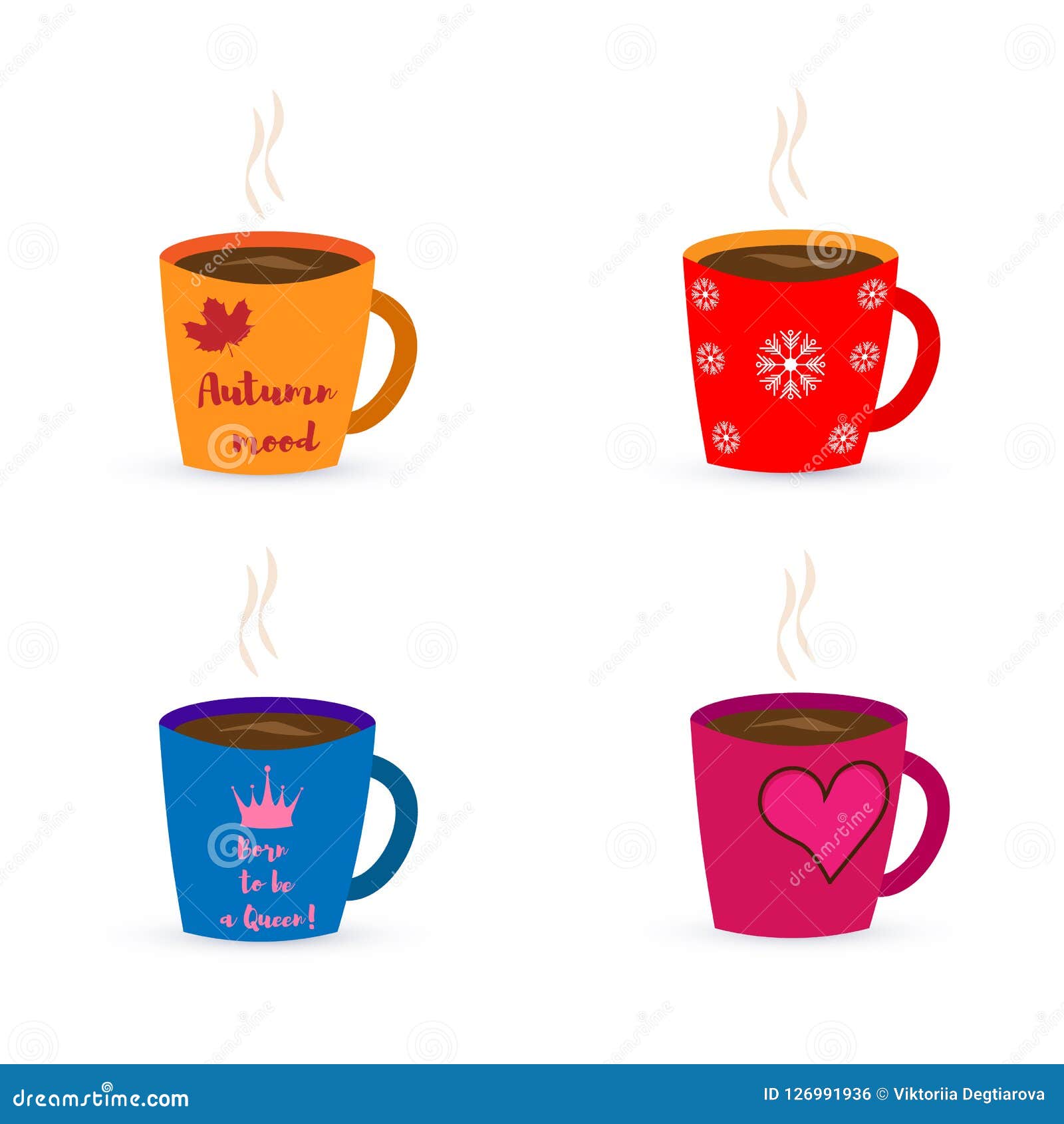 Set of Four Cups with Different Patterns Stock Vector - Illustration of ...