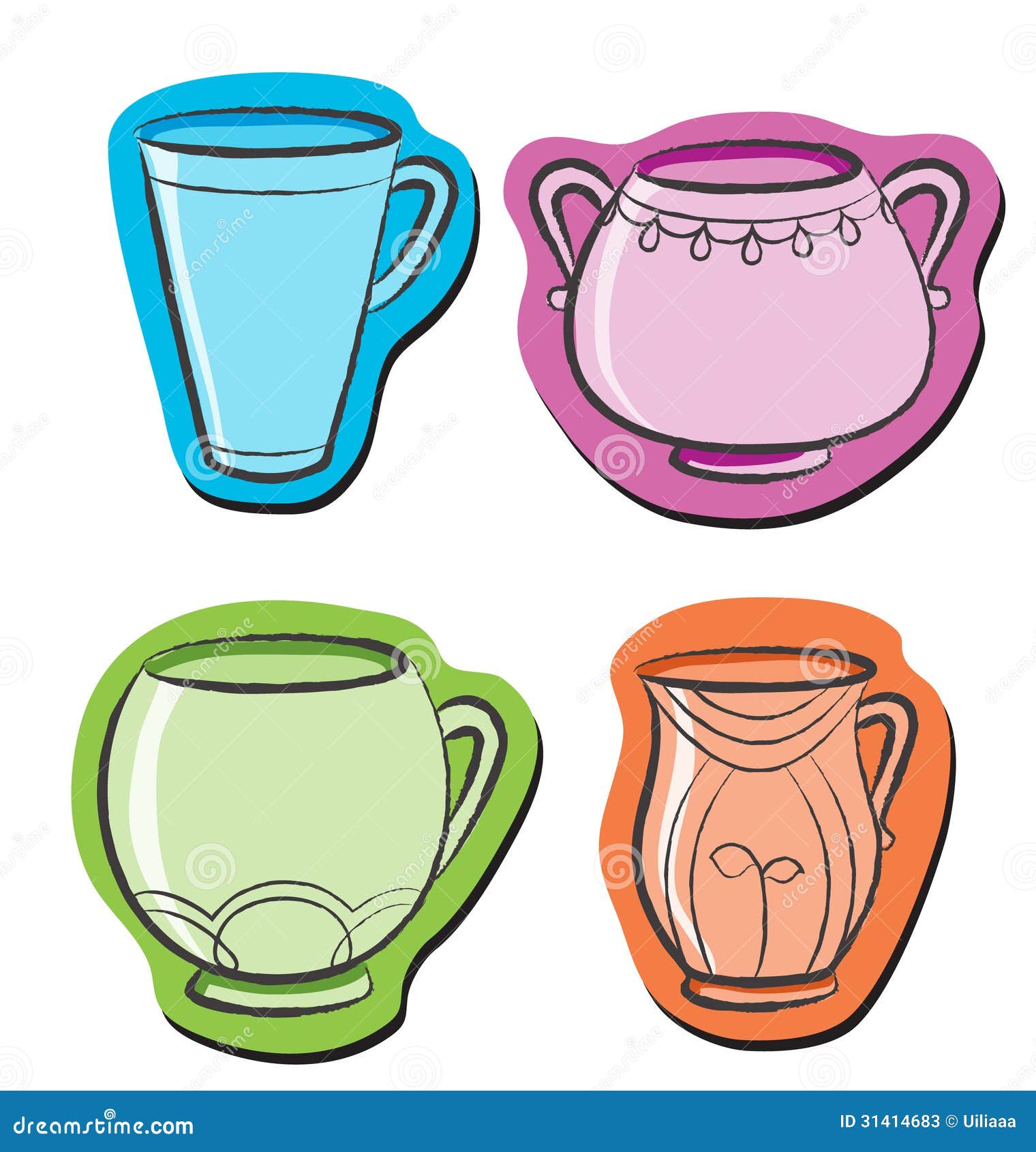 Set of four cups stock illustration. Illustration of graphic - 31414683