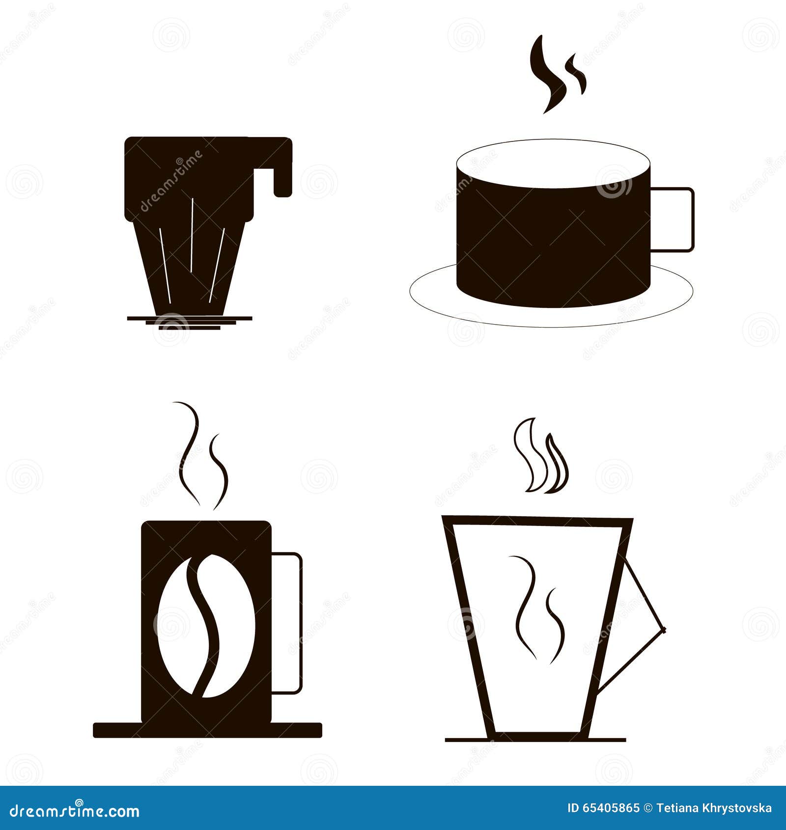 A set of four cups stock vector. Illustration of milk - 65405865