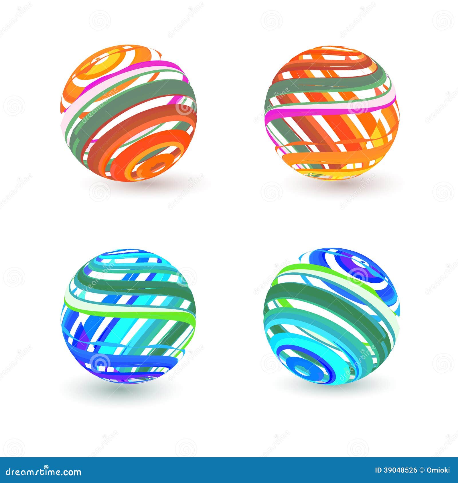 Set of Four 3d Vector Sphere Icons. Stock Vector - Illustration of ...