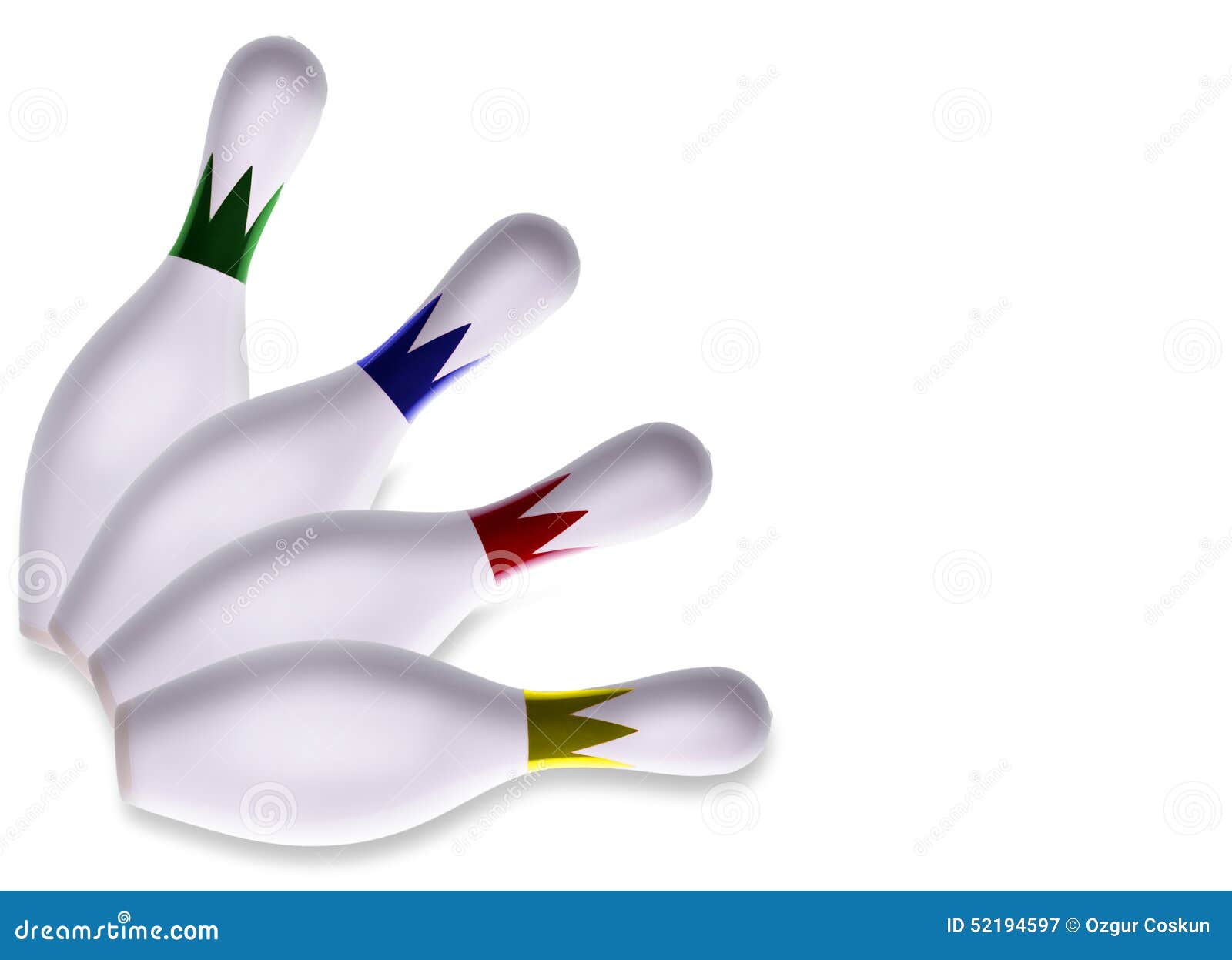 Set of Four Decorative Fanned Bowling Pins Stock Illustration ...