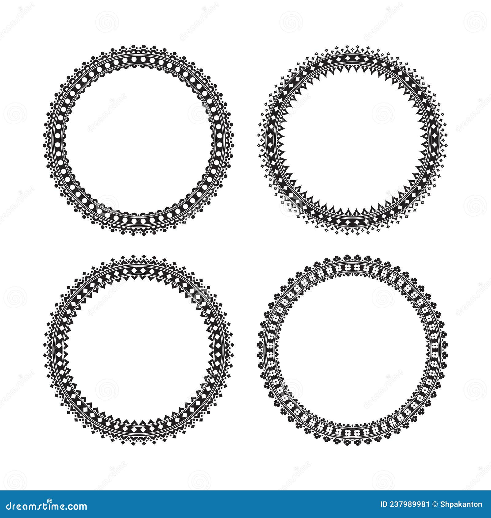 Set of Four Decorative Vector Round Frames for Your Design Stock Vector ...