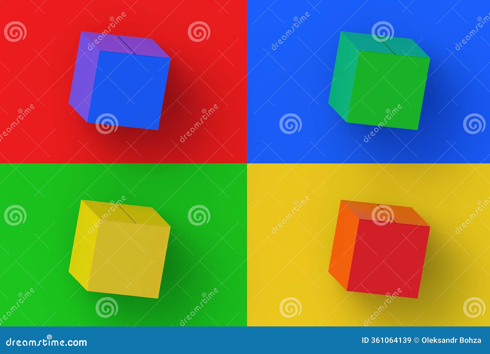 Set of Four Different Color Cardboard Box on Colorful Segmental ...