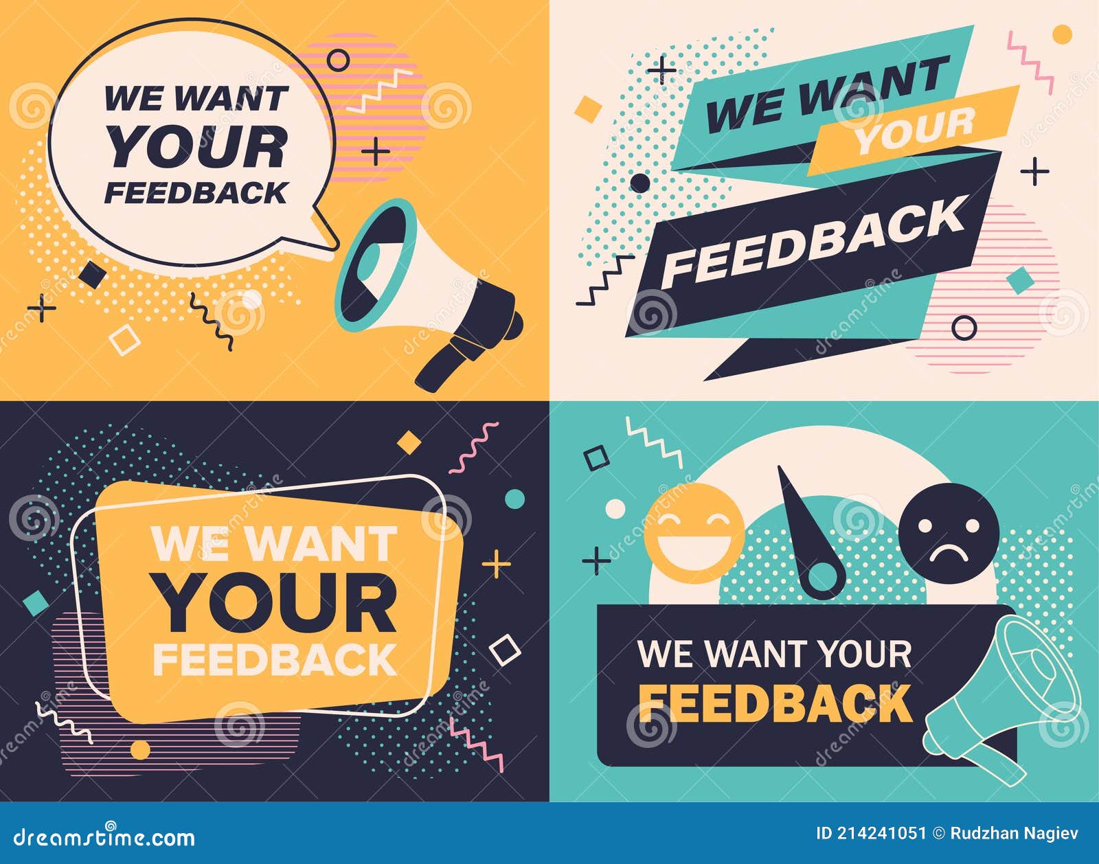 Set of Four Different Designs Requesting Feedback for a Service or ...