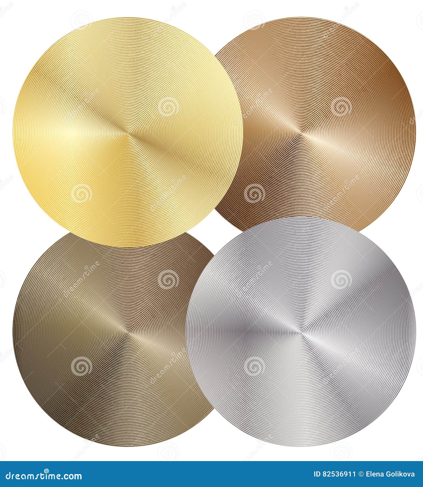 Set of Four Different Metal Discs Stock Illustration - Illustration of ...