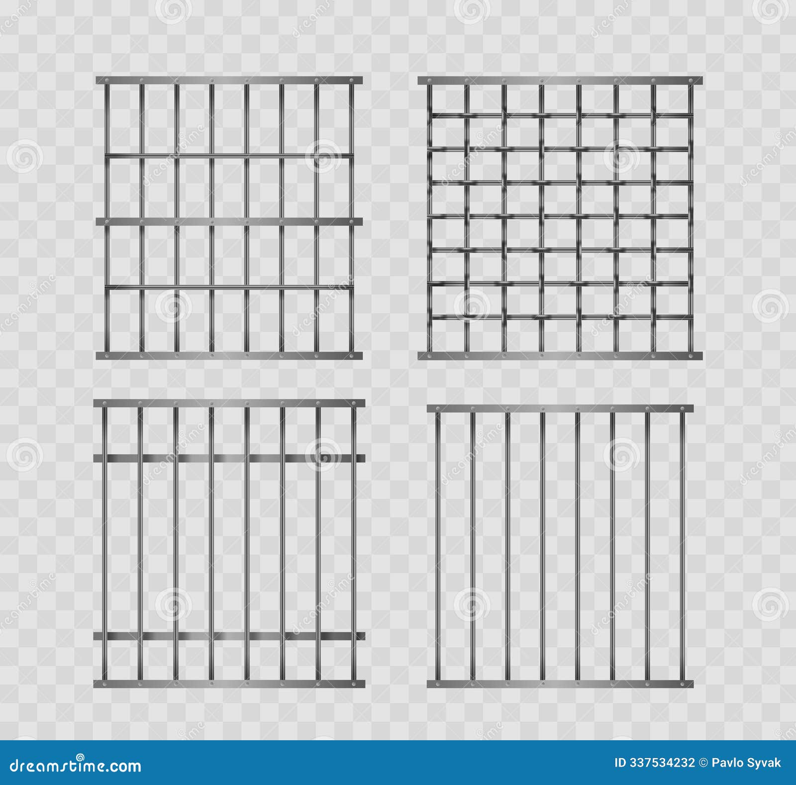 Set of Four Different Prison Bars Isolated on Transparent Background ...