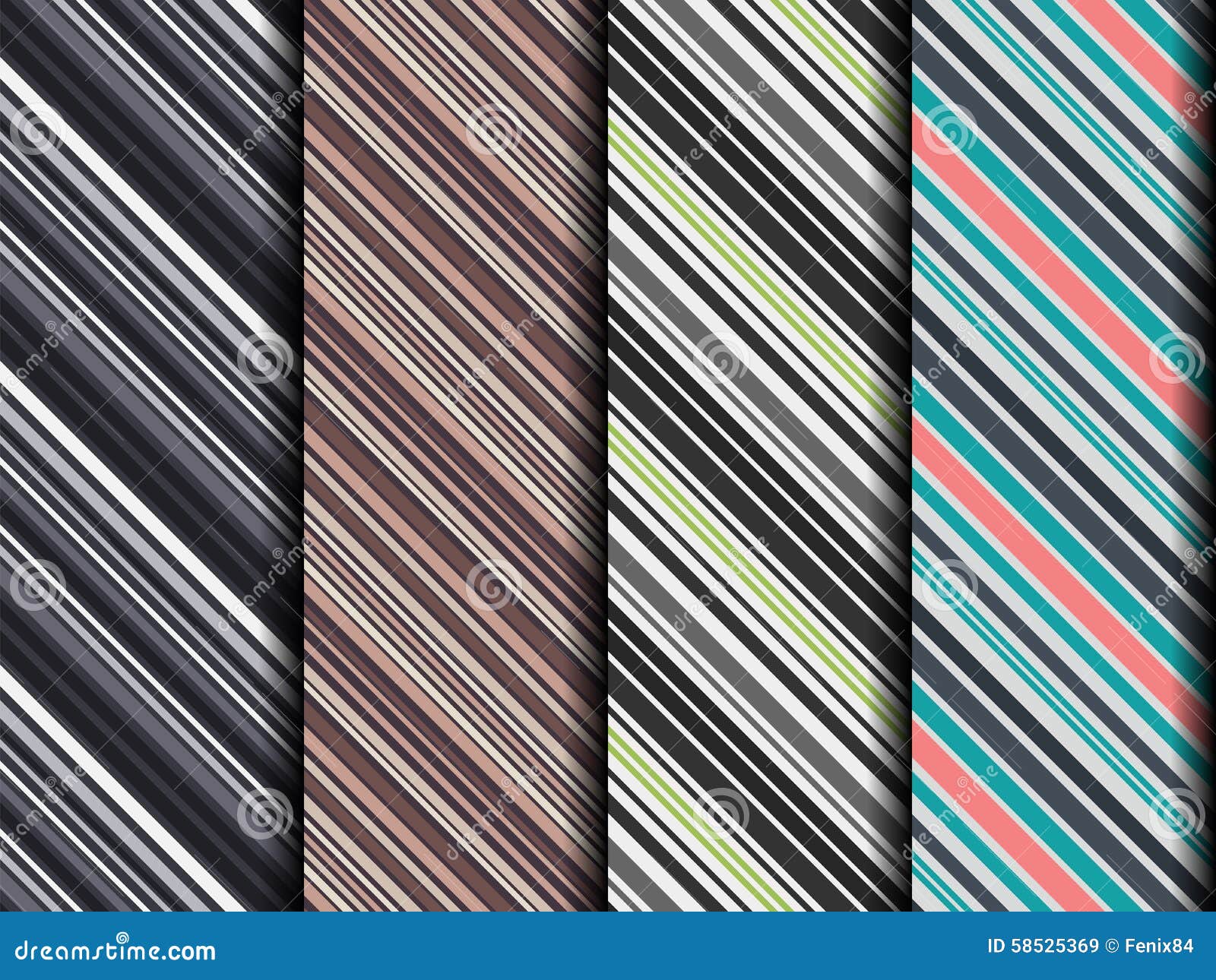 Set of Four Different Seamless Dark Diagonal Patterns Stock Vector ...