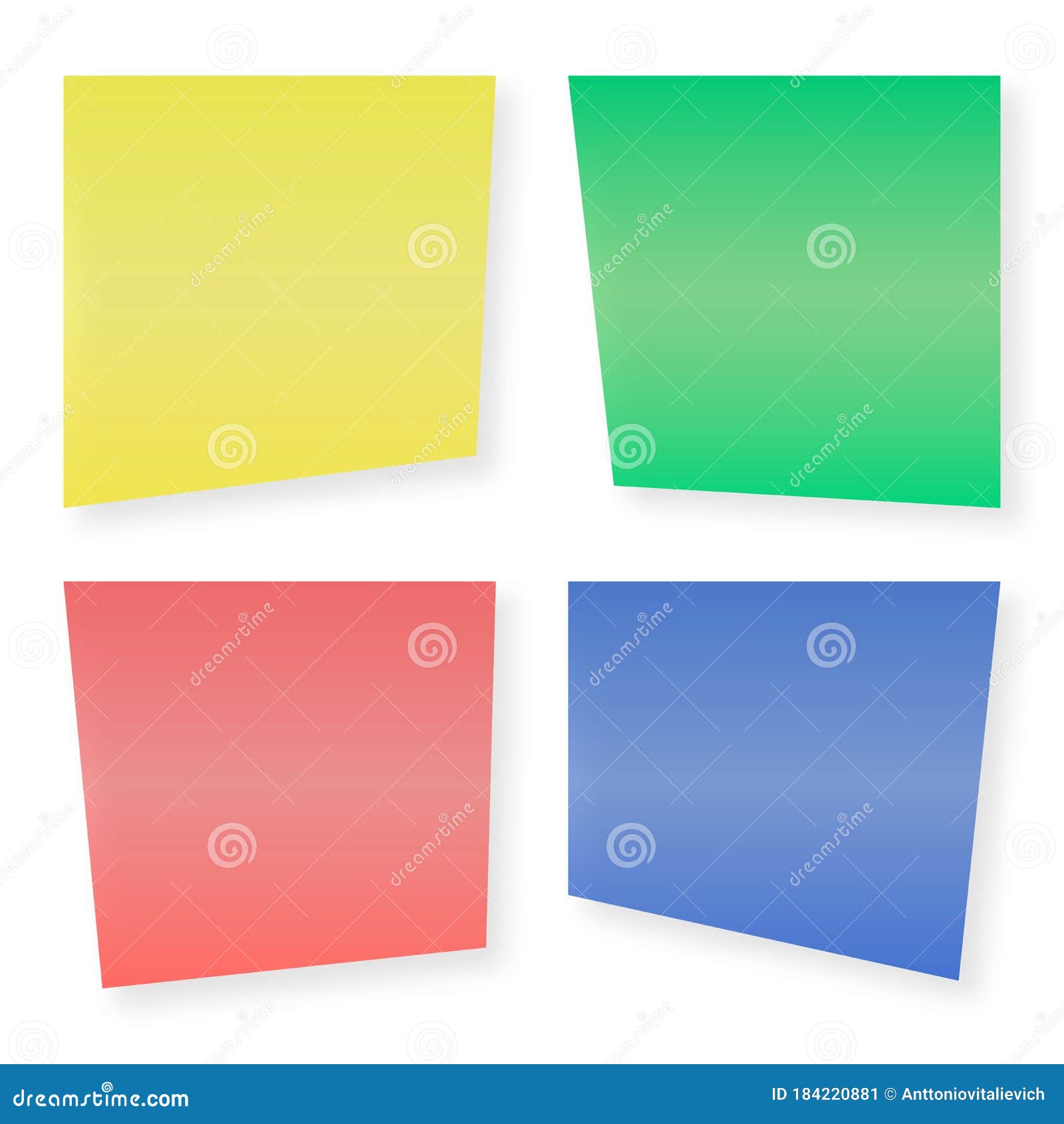 Set Different Stickers.Four Office Sticky With Colorful Buttons Stock ...