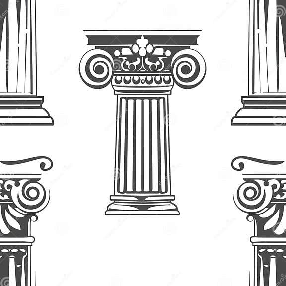 A Set of Four Different Types of Columns, Suitable for Architectural ...