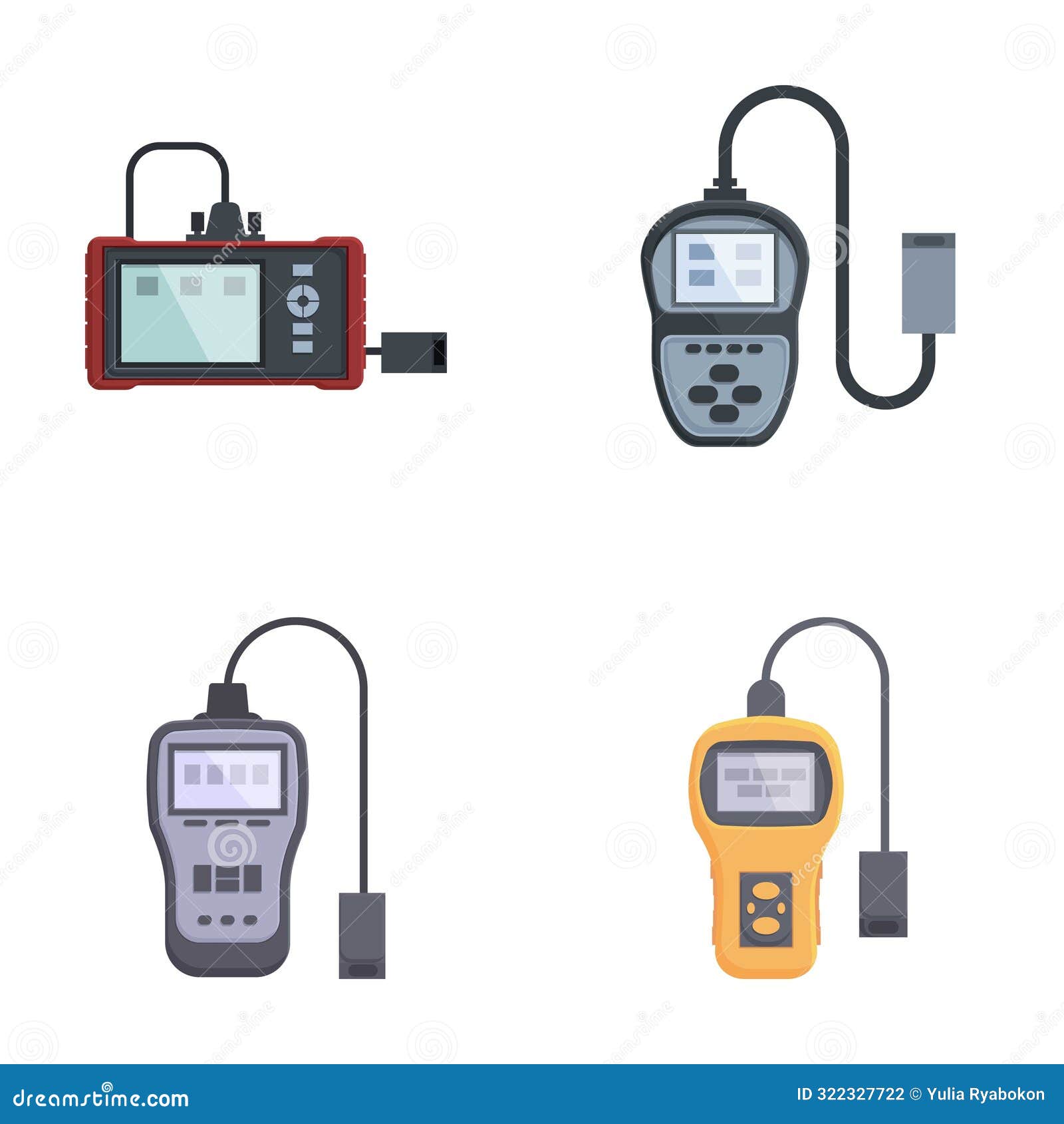 Set of Four Digital Multimeters Stock Vector - Illustration of ...