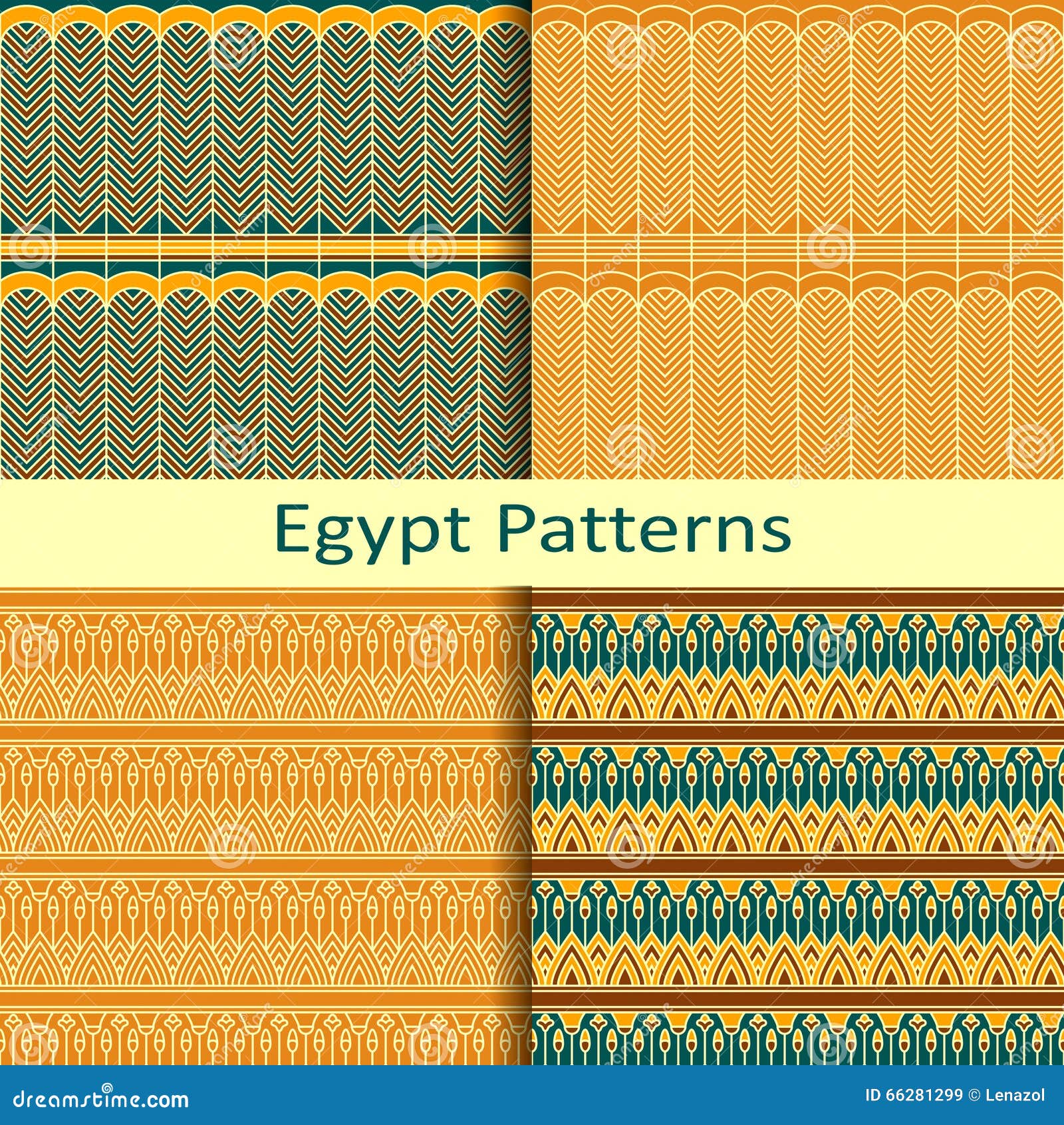 Set of Four Egypt Traditional Coloured Patterns Stock Vector ...