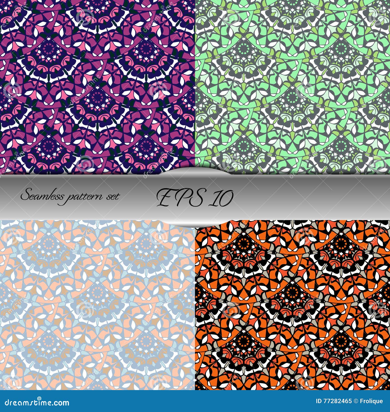 Set of Four Elegant Seamless Patterns Stock Vector - Illustration of ...