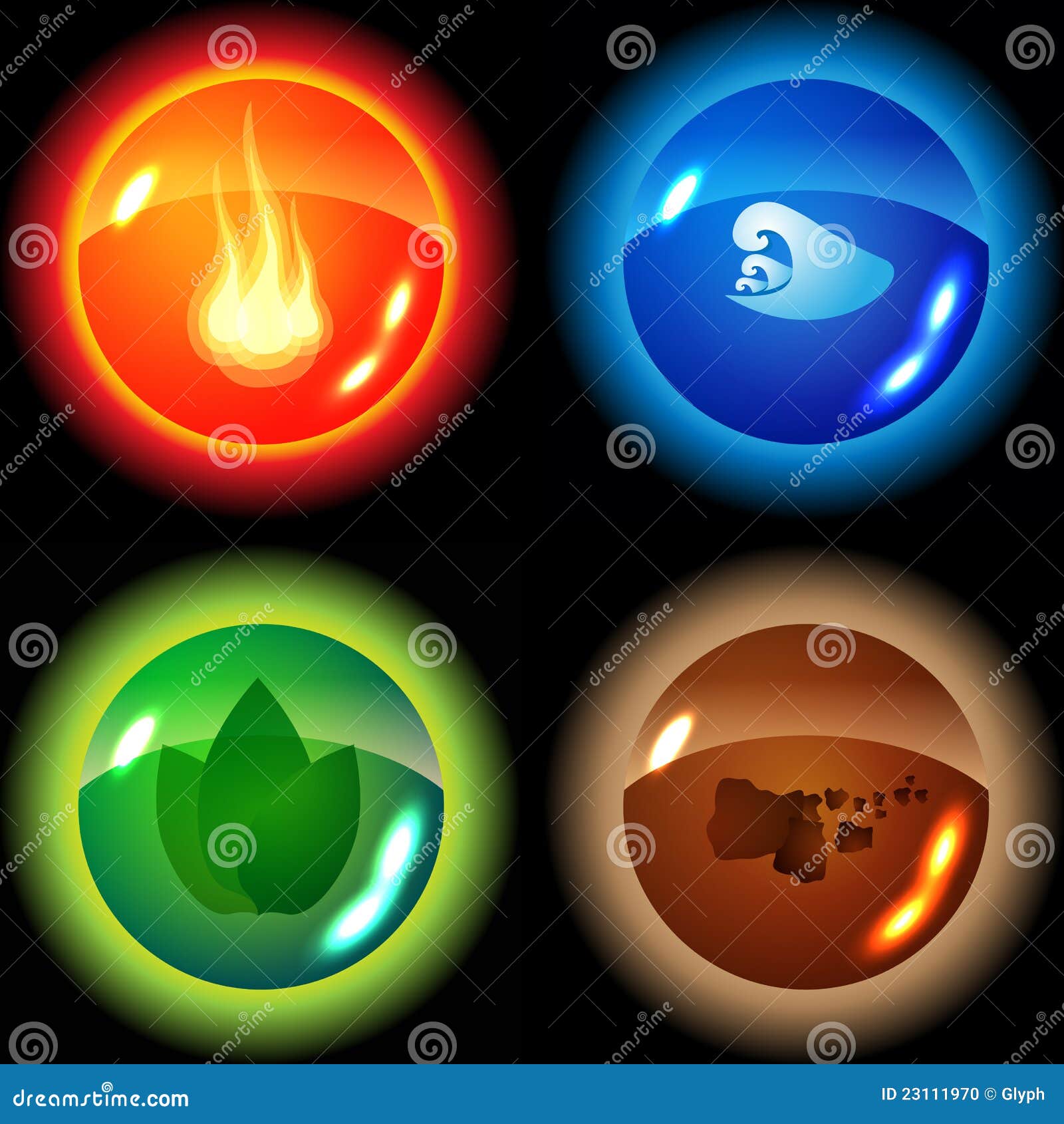 Set of the four elements stock vector. Illustration of floral - 23111970