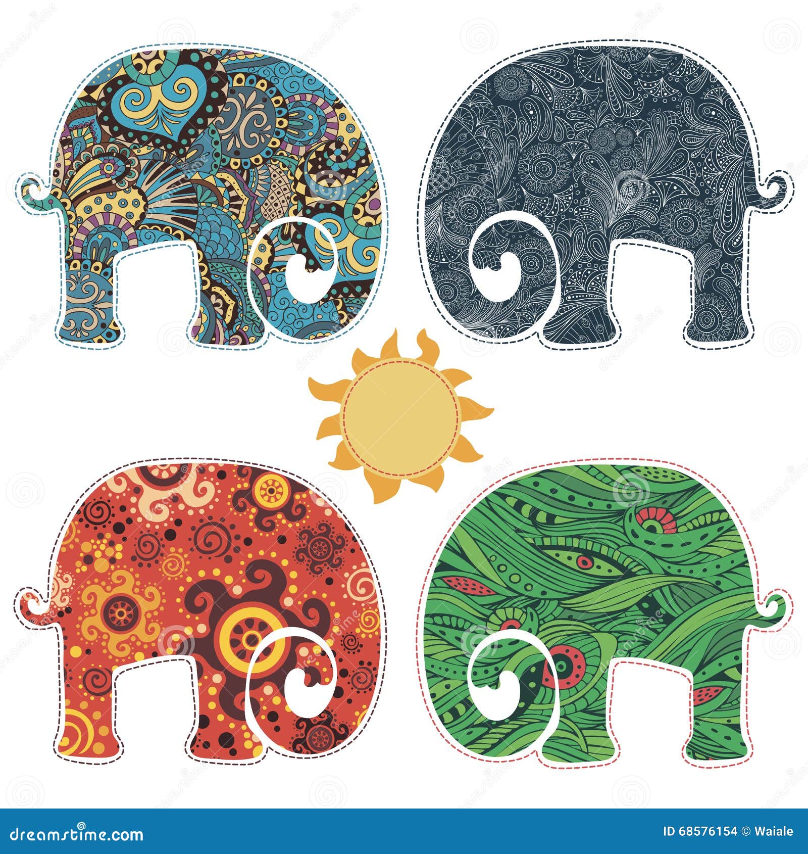 Four Elephants Carries The Earth Upon Their Backs Stand On World Turtle ...