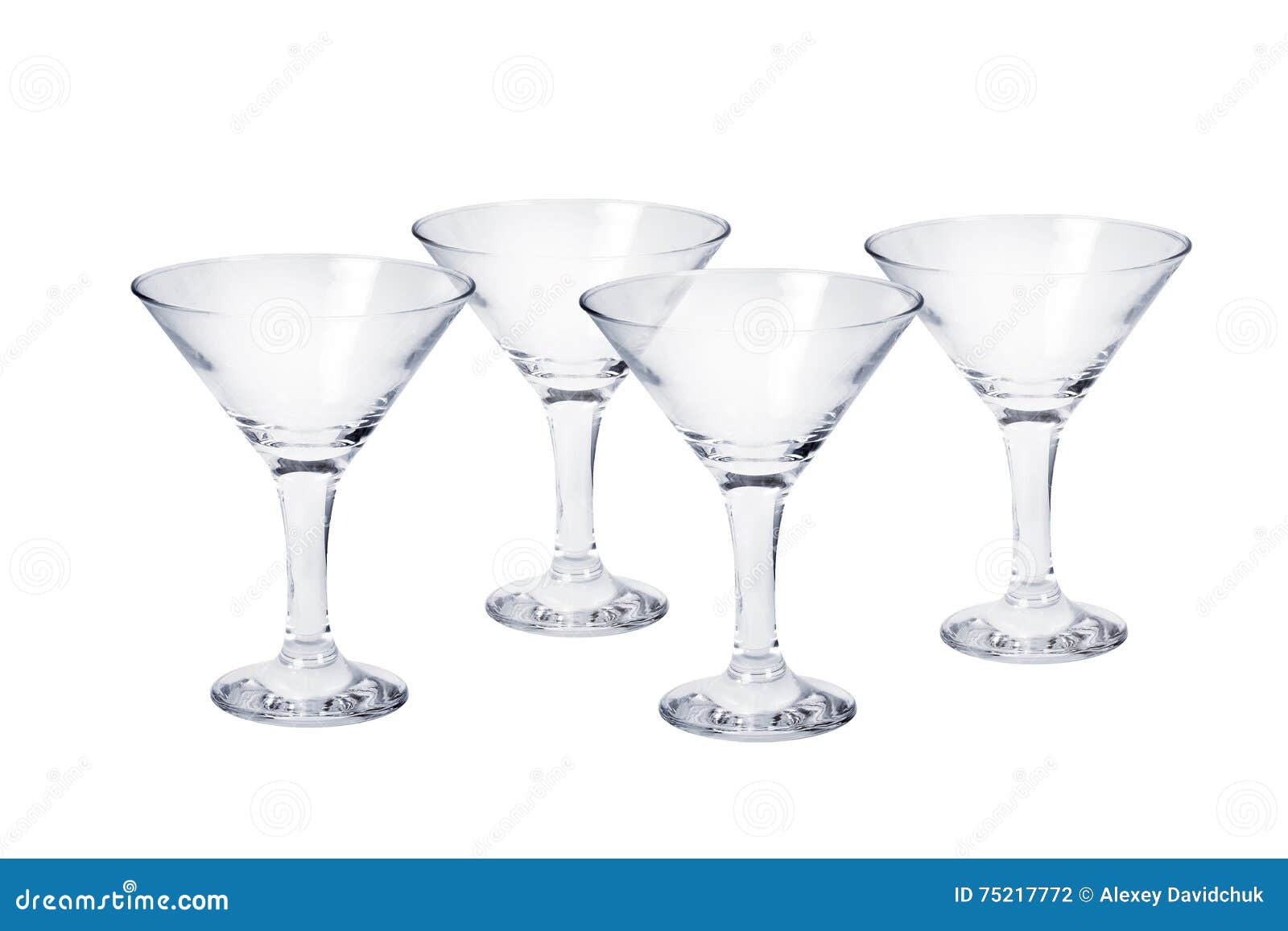 Set of Four Empty Cocktail Glasses Stock Photo - Image of transparent ...