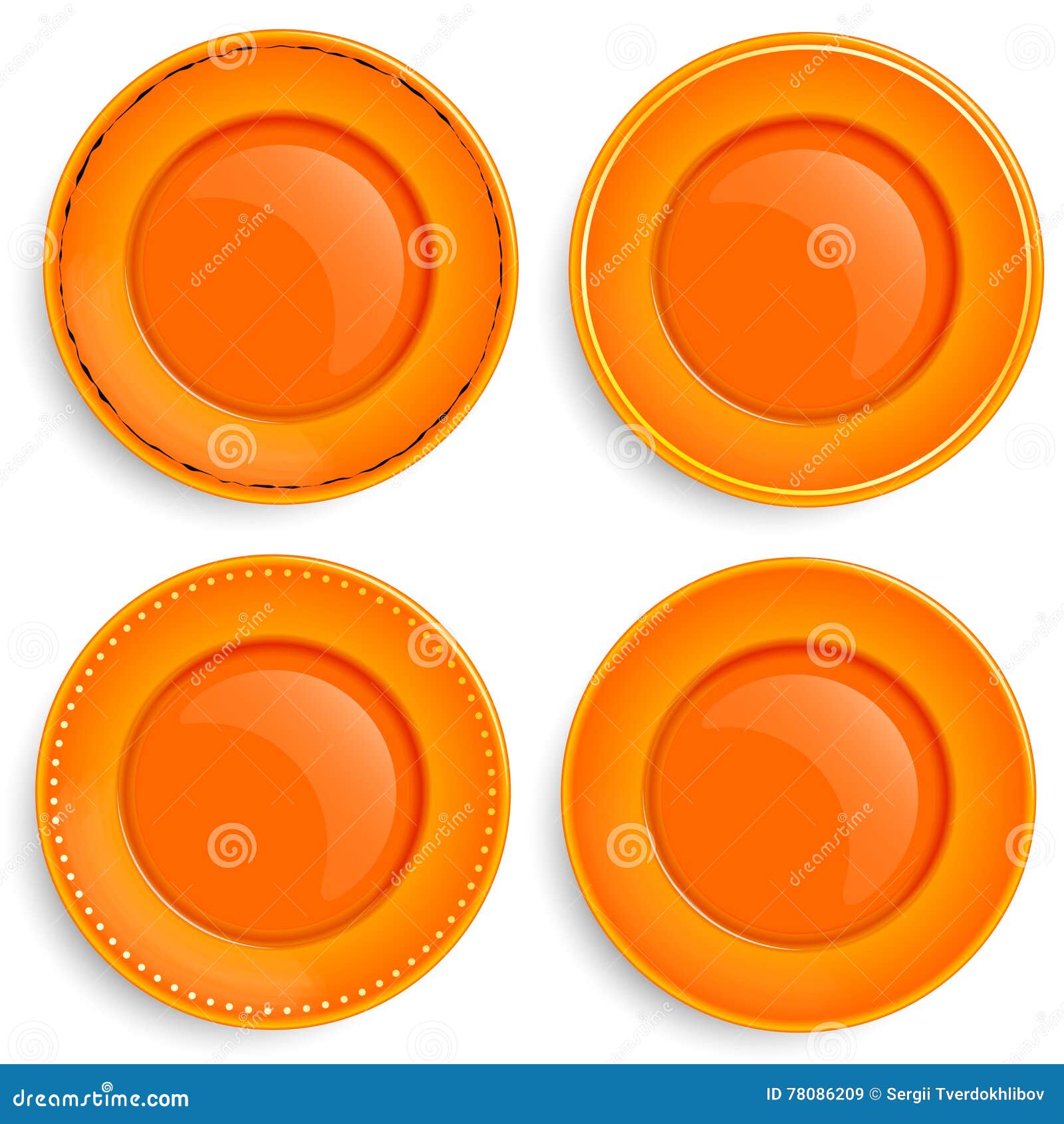 Set of Four Empty Plates with a Different Design. Stock Vector ...