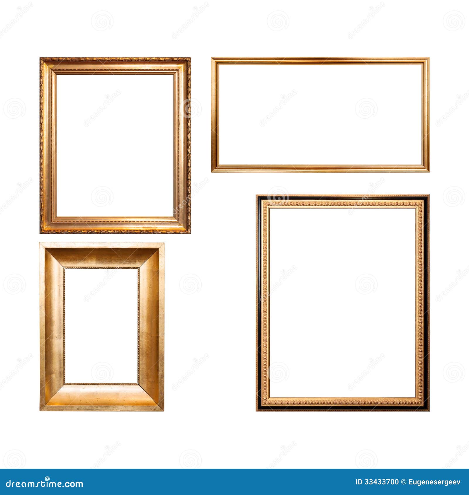 Set of Four Empty Wooden Frames Stock Photo - Image of museum, ornate ...