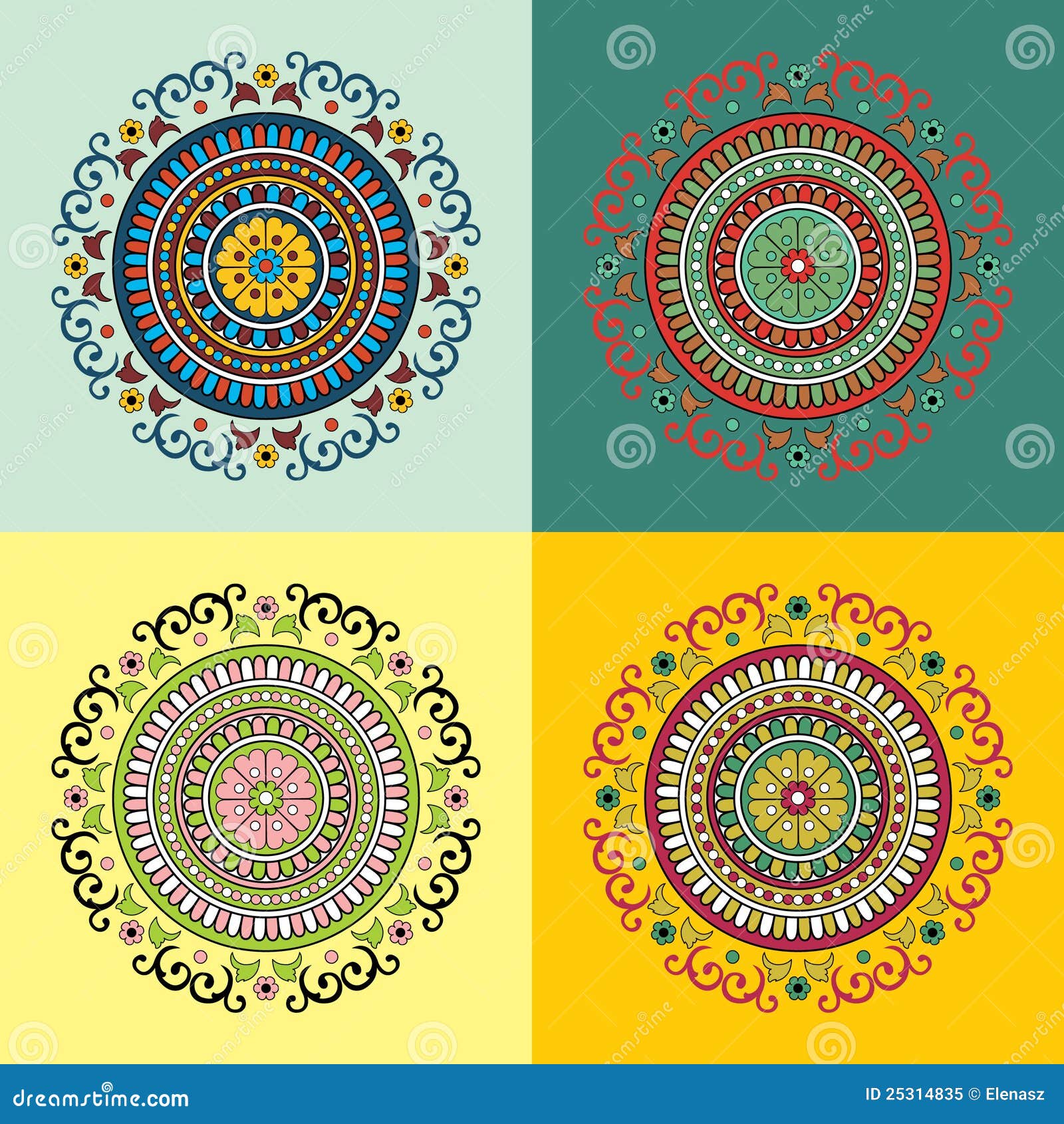 Set of four ethnic motifs stock vector. Illustration of embroider ...