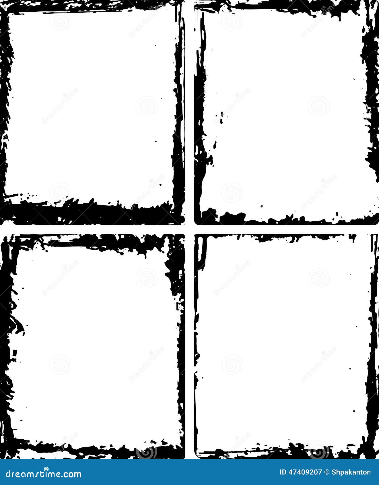 Set of Four Frames in Grunge Style Stock Vector - Illustration of ...