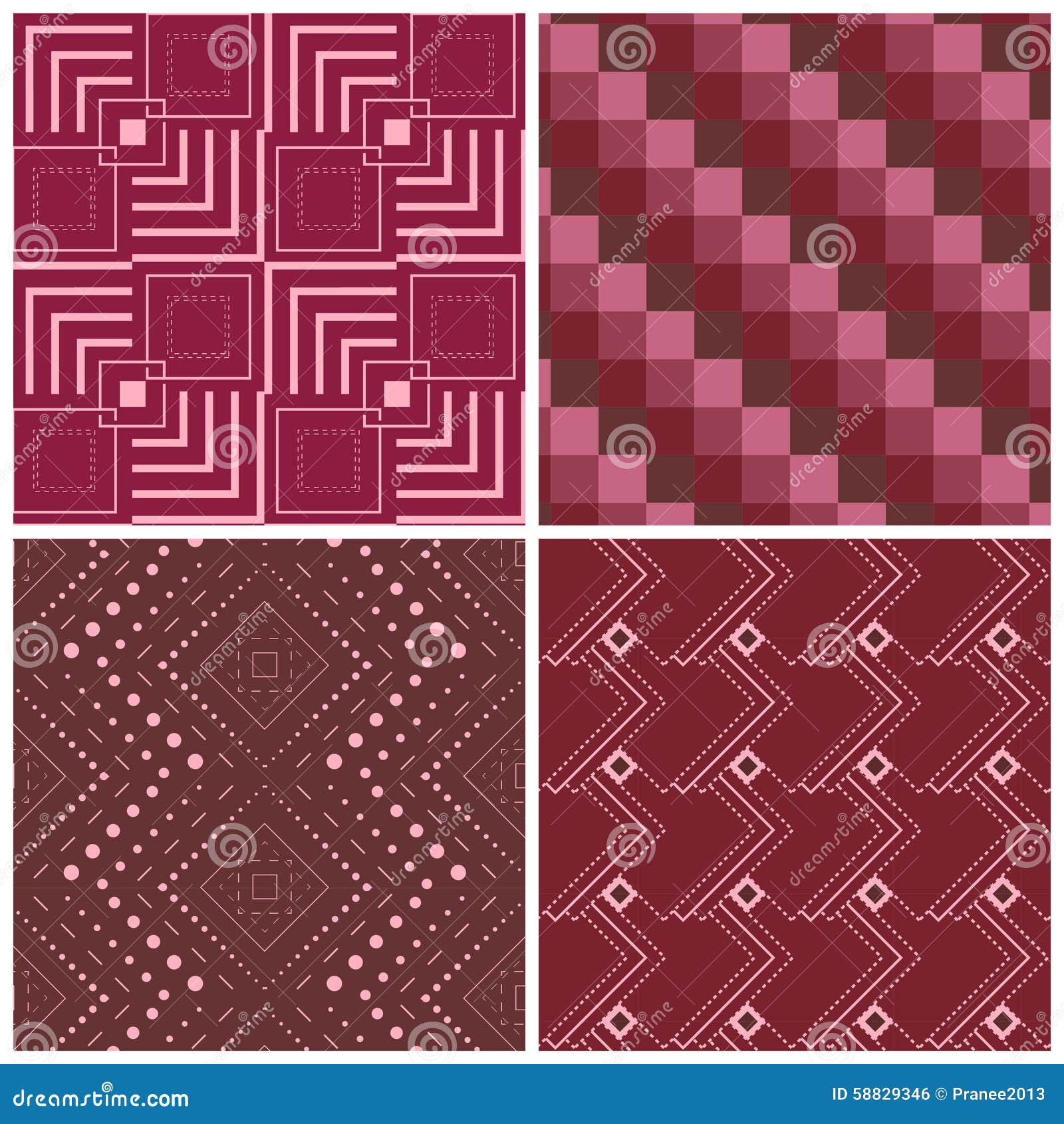Set Four Geometric Square Seamless Pattern Stock Vector - Illustration ...