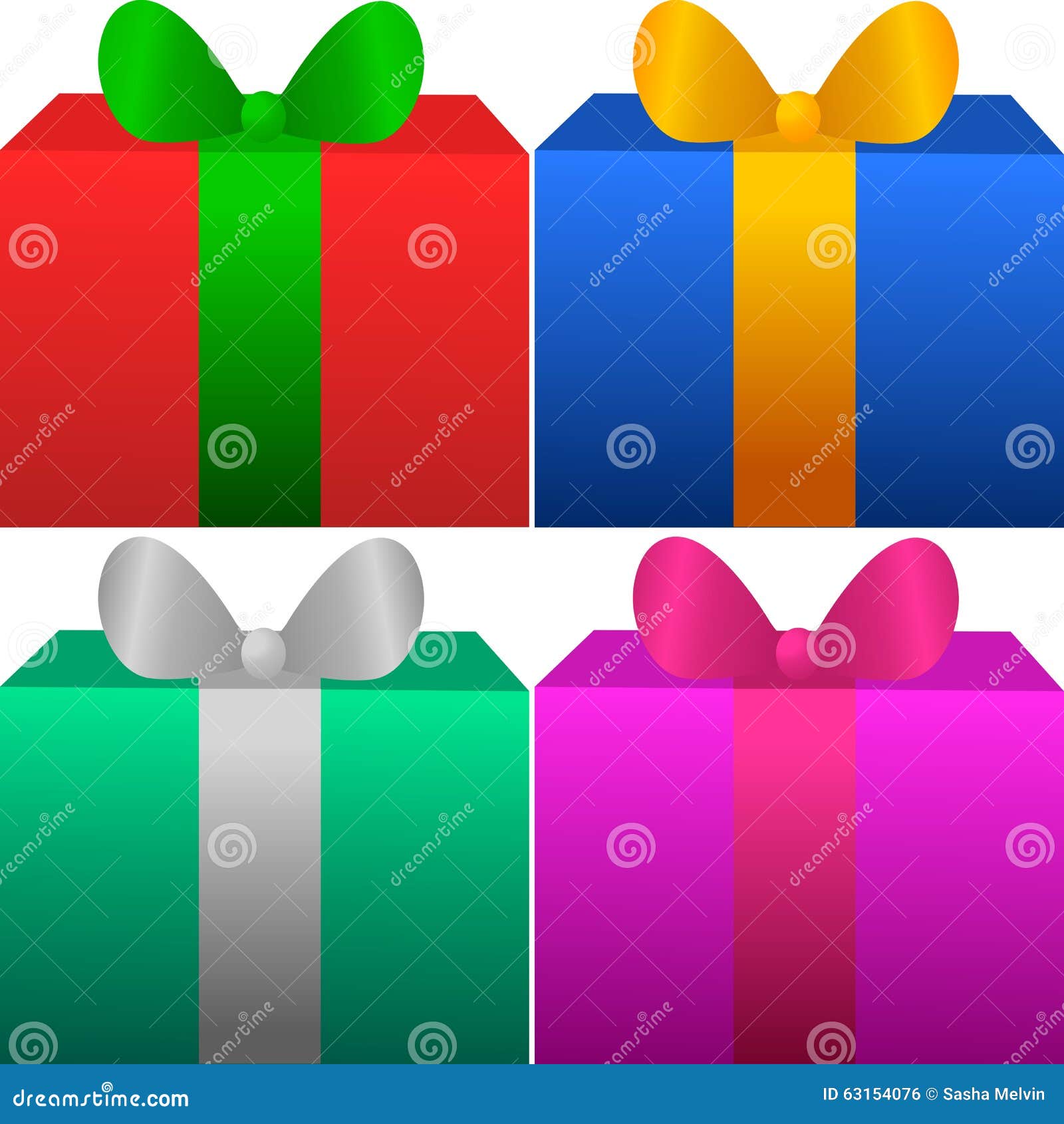 Set of Four Gift Boxes stock illustration. Illustration of simple ...