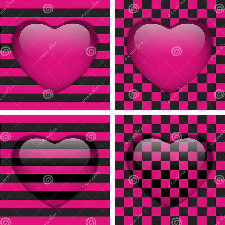 Set of Four Glossy Emo Hearts. Stock Vector - Illustration of glossy ...