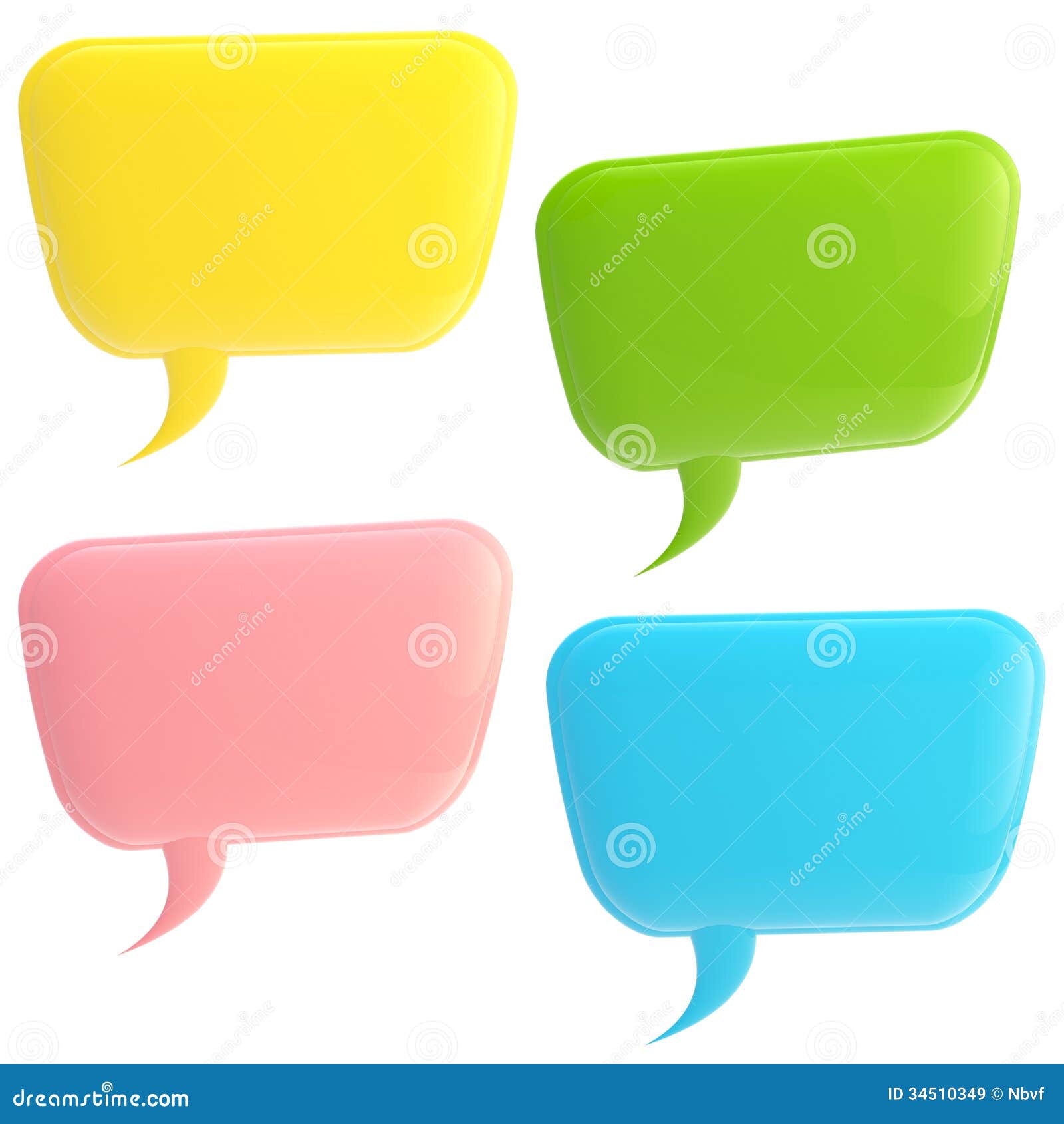 Set of Four Glossy Text Bubbles Isolated Stock Illustration ...