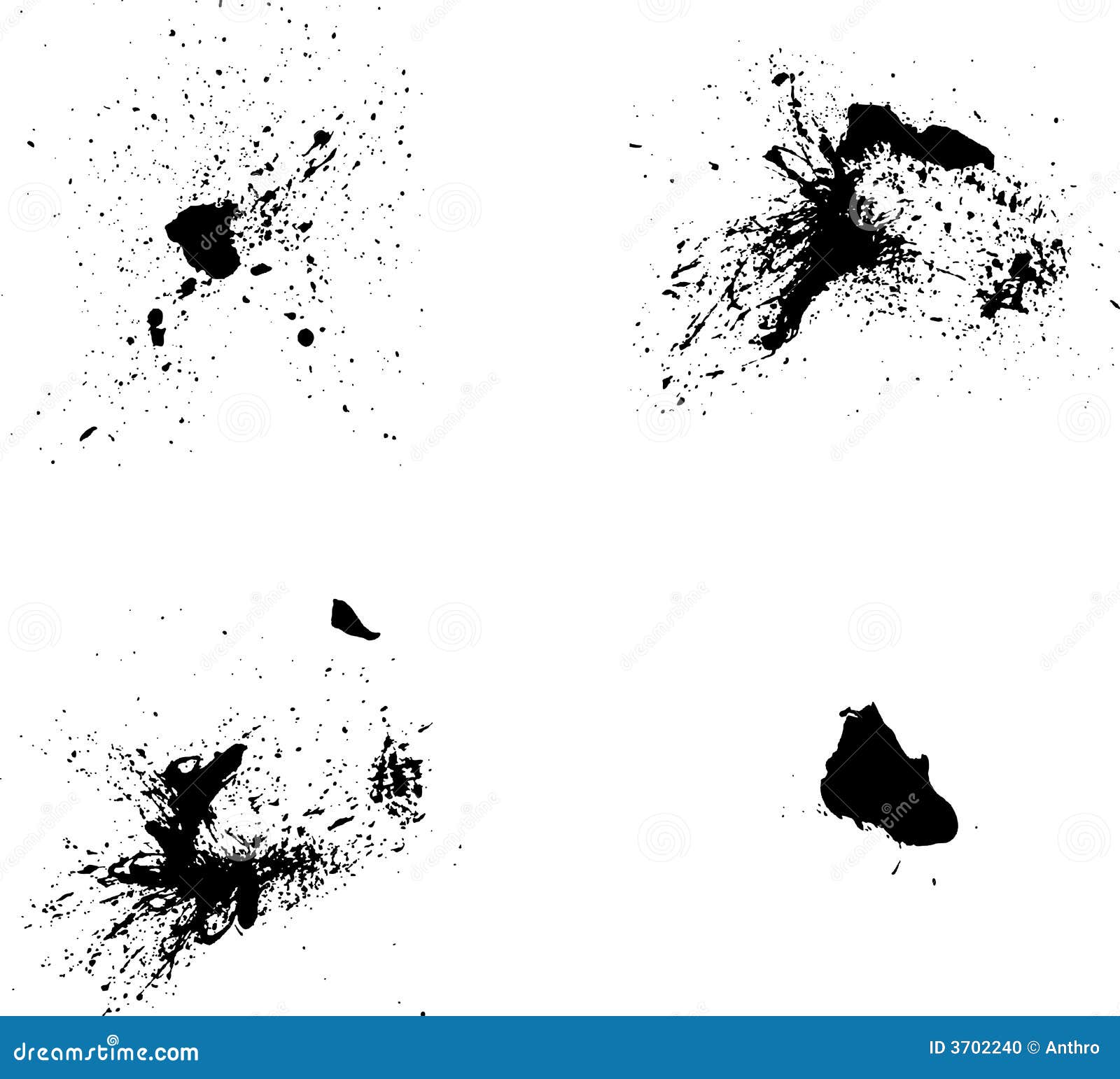 Set of Four Grunge Paint Spatt Stock Vector - Illustration of brushed ...