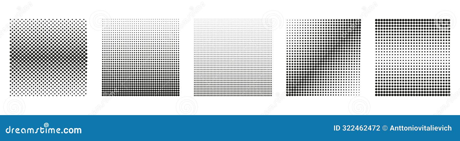 Set of Four Halftone Patterns with Various Dot Densities. Black and ...